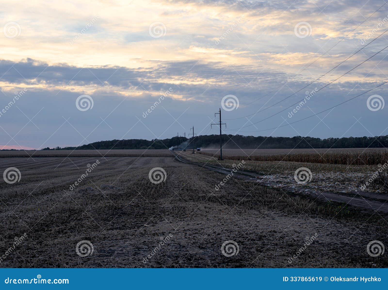 Corn Harvesting in the Evening Stock Image - Image of grain, equipment ...