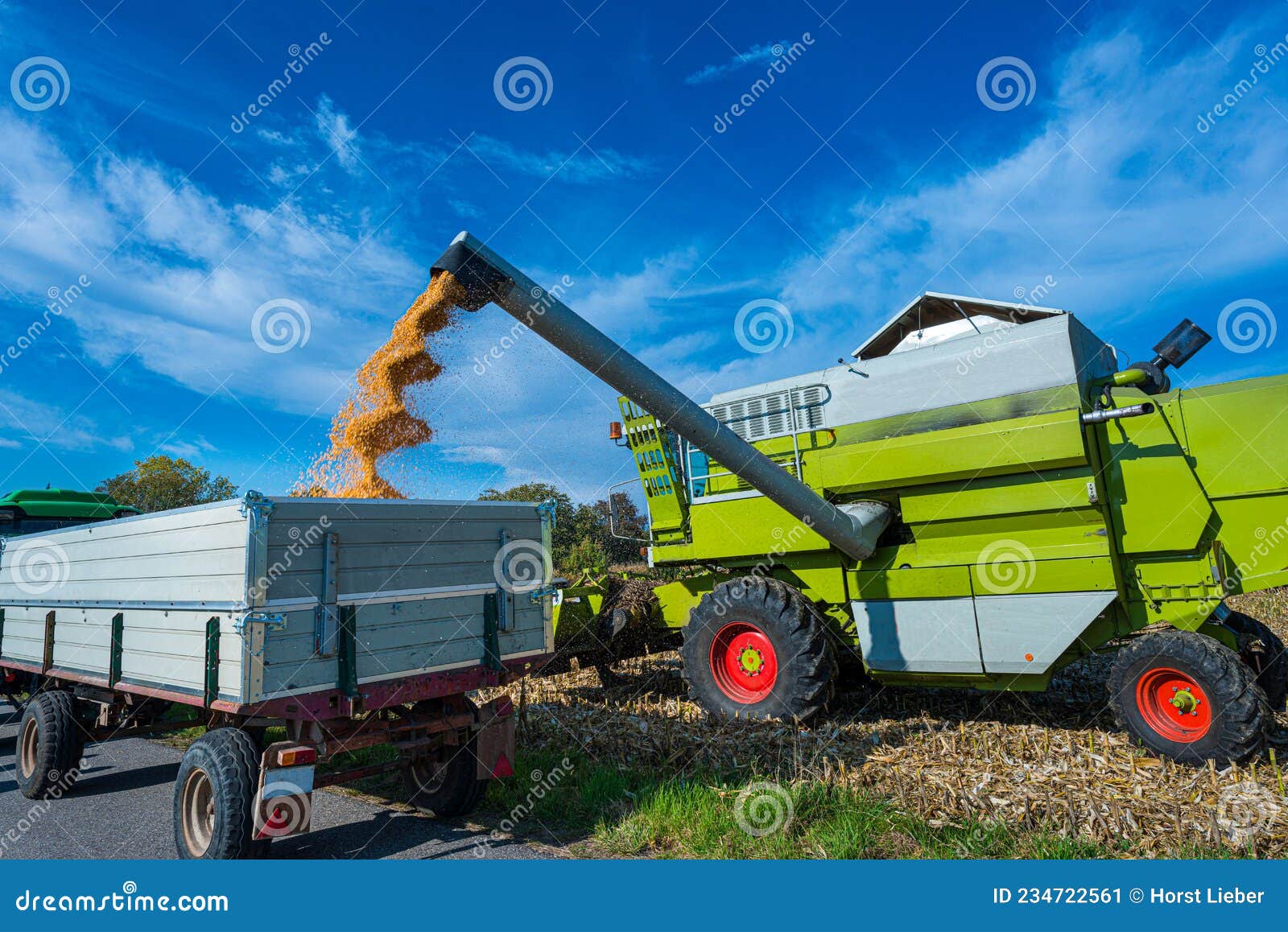 Corn Harvesting Machines when Unloading_Baden Baden_Southern Germany ...