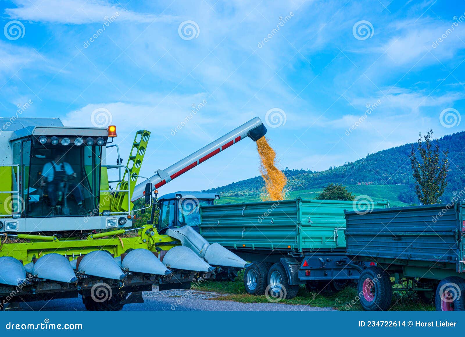 Corn Harvesting Machines when Unloading_Baden Baden_Southern Germany ...