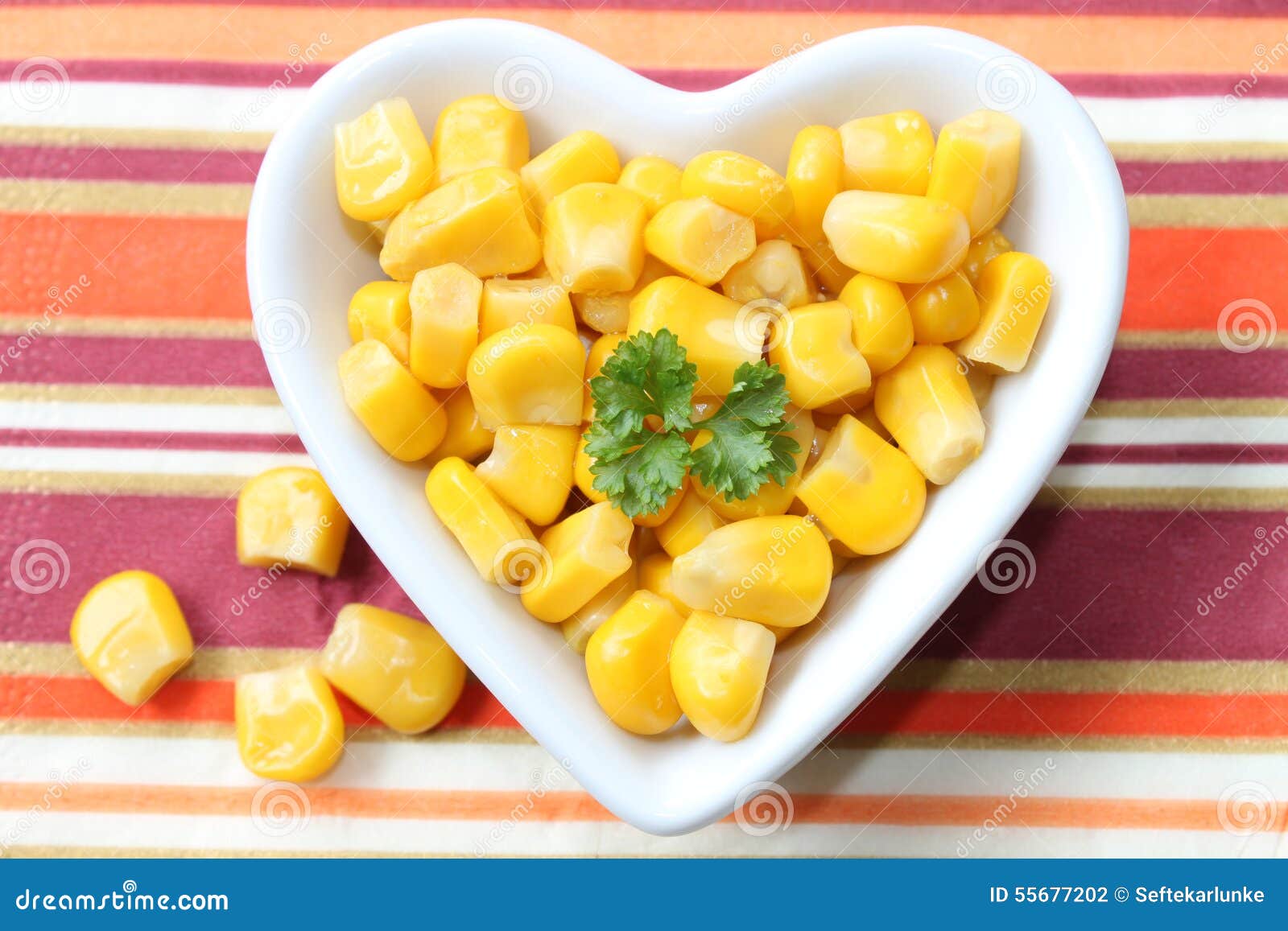 Corn in a heart bowl stock photo. Image of vegetables - 55677202