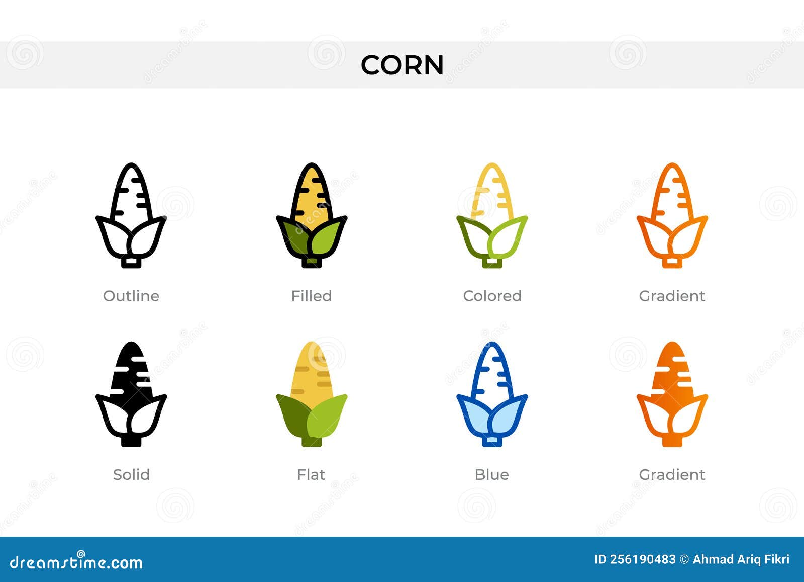 Corn Icon in Different Style. Corn Vector Icons Designed in Outline ...