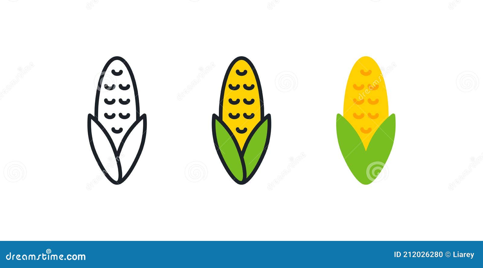 Corn Icon. Linear Color Icon, Contour, Shape, Outline Isolated on White ...
