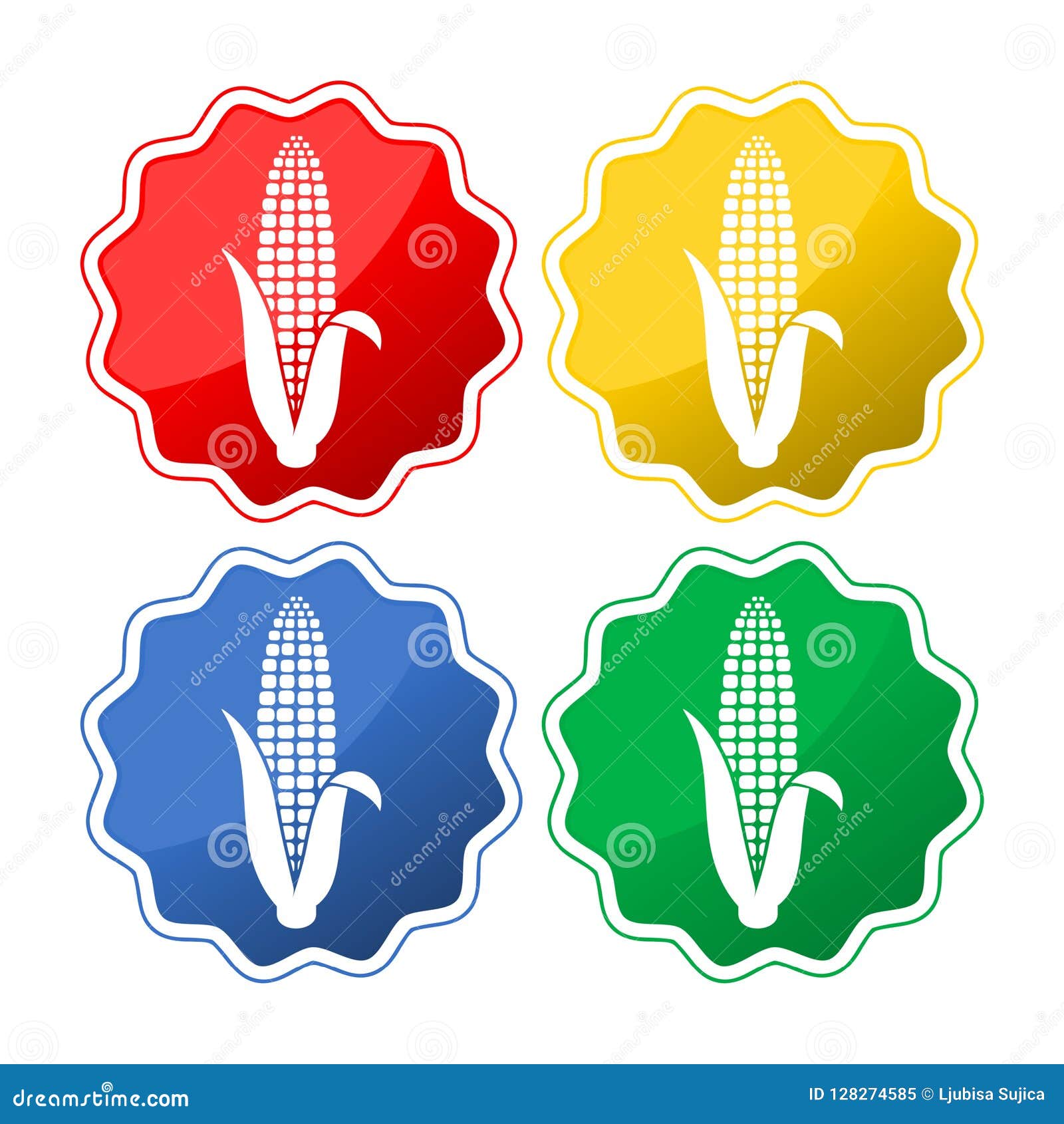 Corn Icon or Symbol Vector Set Stock Vector - Illustration of product ...