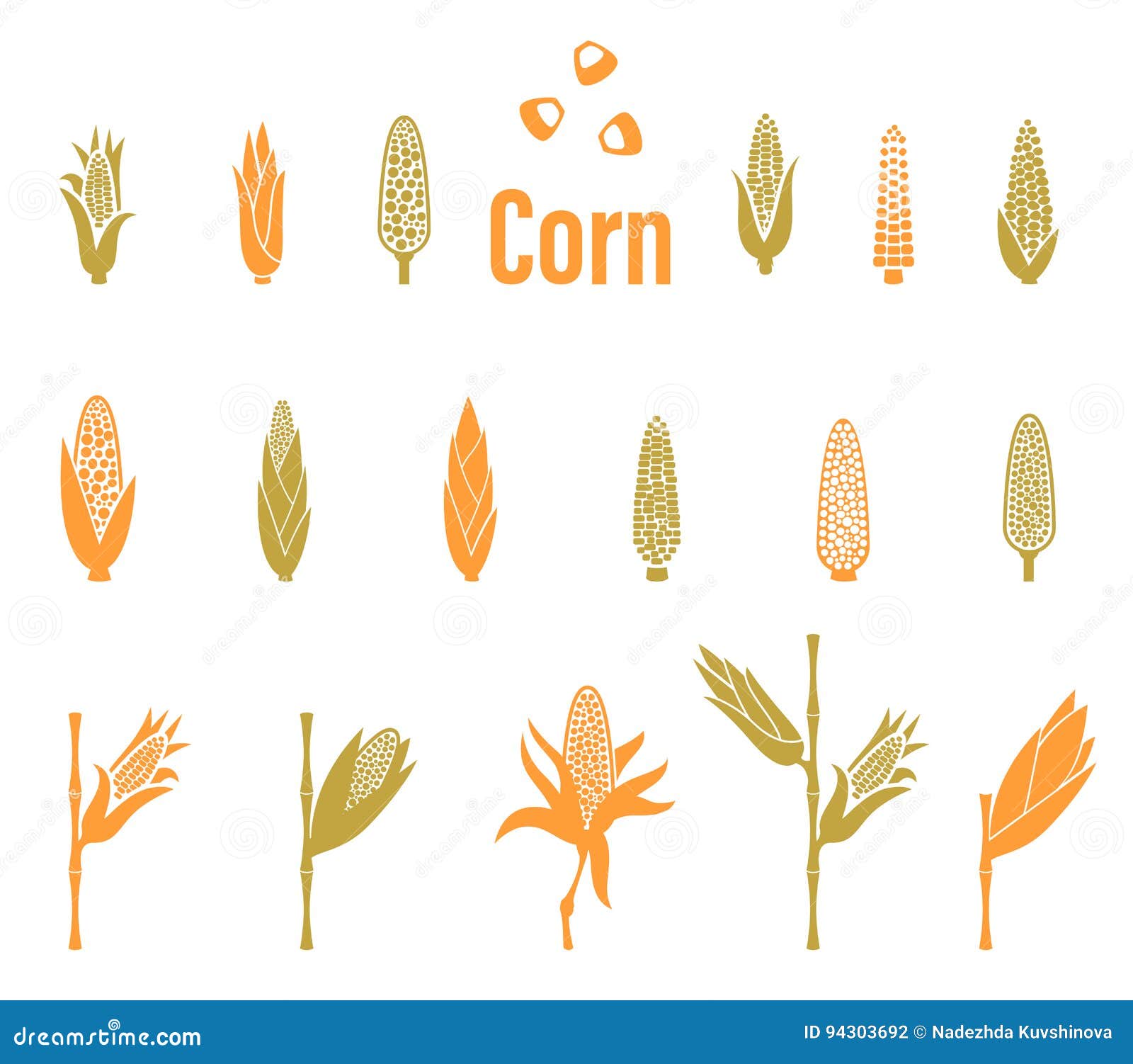 Corn Icons. Vector Illustration Isolated On White Background ...