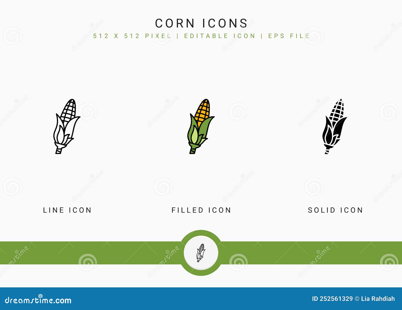 Corn Icons. Vector Illustration Isolated On White Background ...