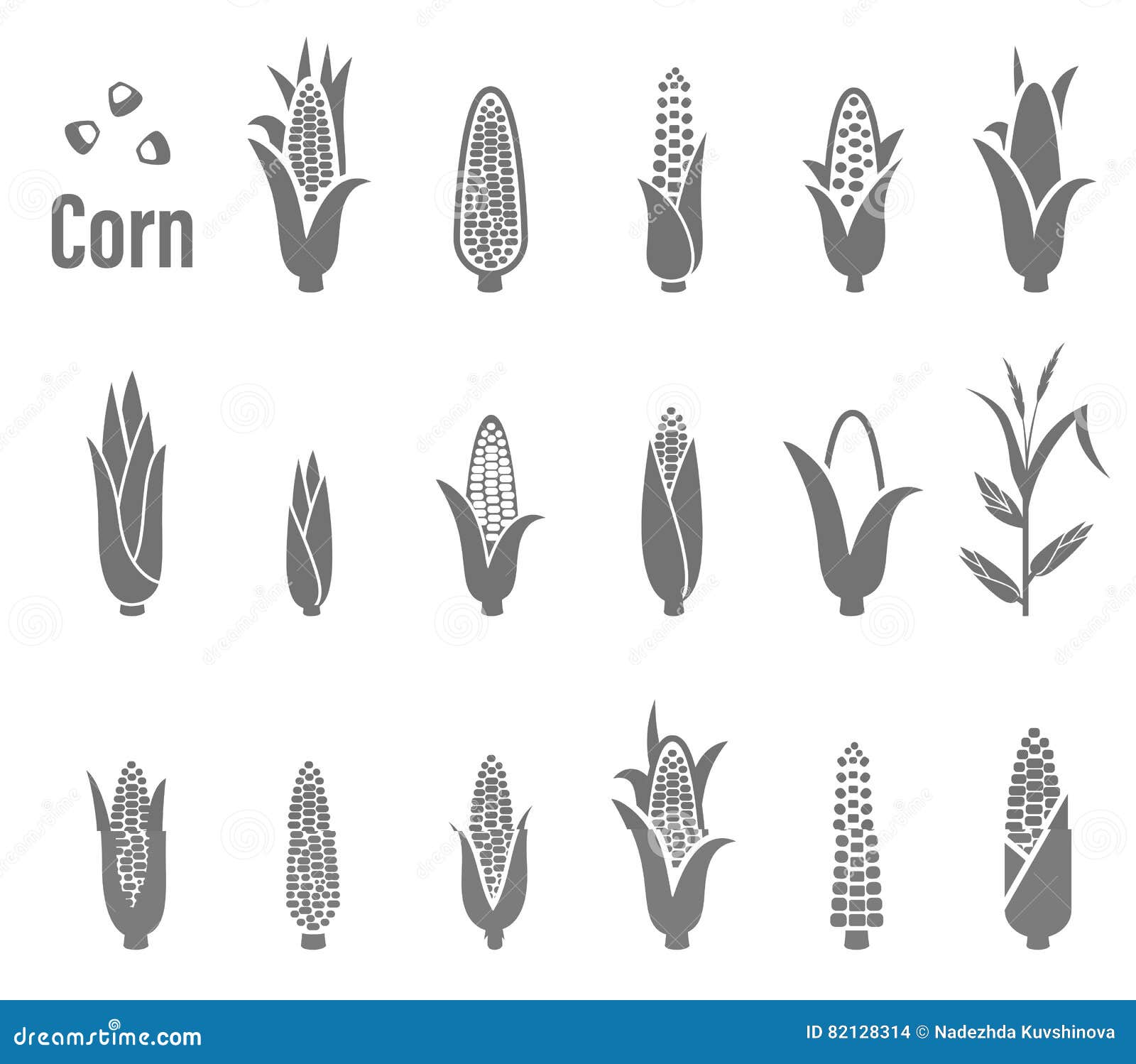 Corn Icons. Vector Illustration. Stock Vector - Illustration of barley ...