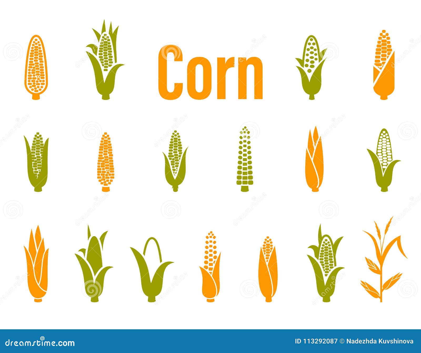 Corn Icons. Vector Illustration Isolated On White Background ...