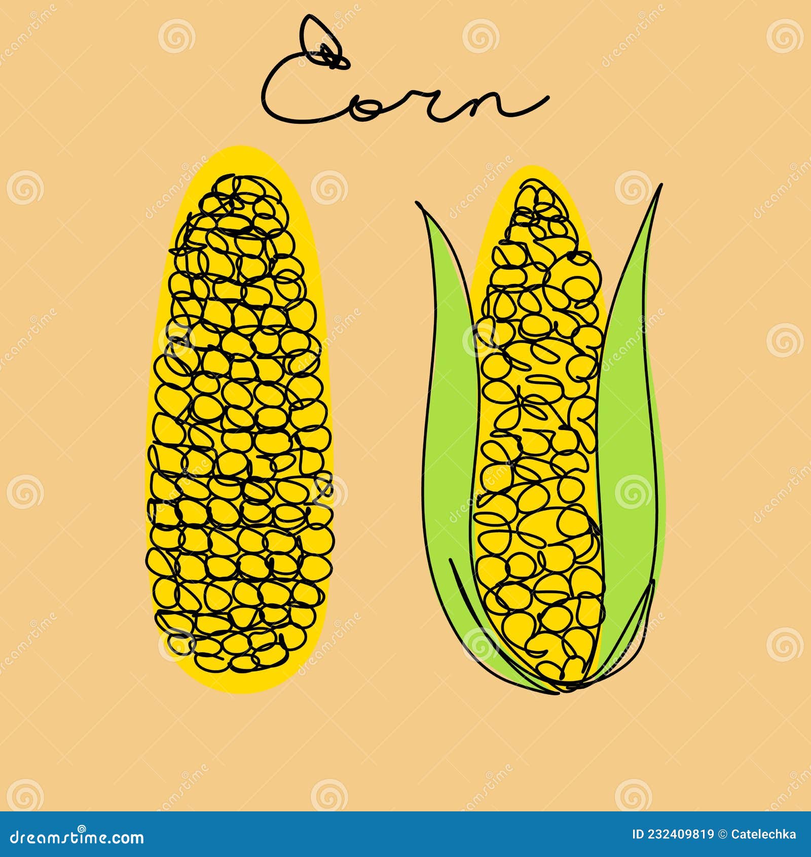 Corn Isolated on Soft Pastel Background. Food Design with Editable ...