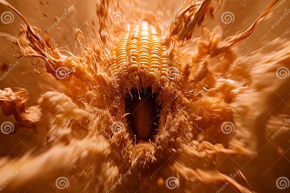 Corn Kernel Bursting Open in a Dramatic Explosion of Texture and Color ...