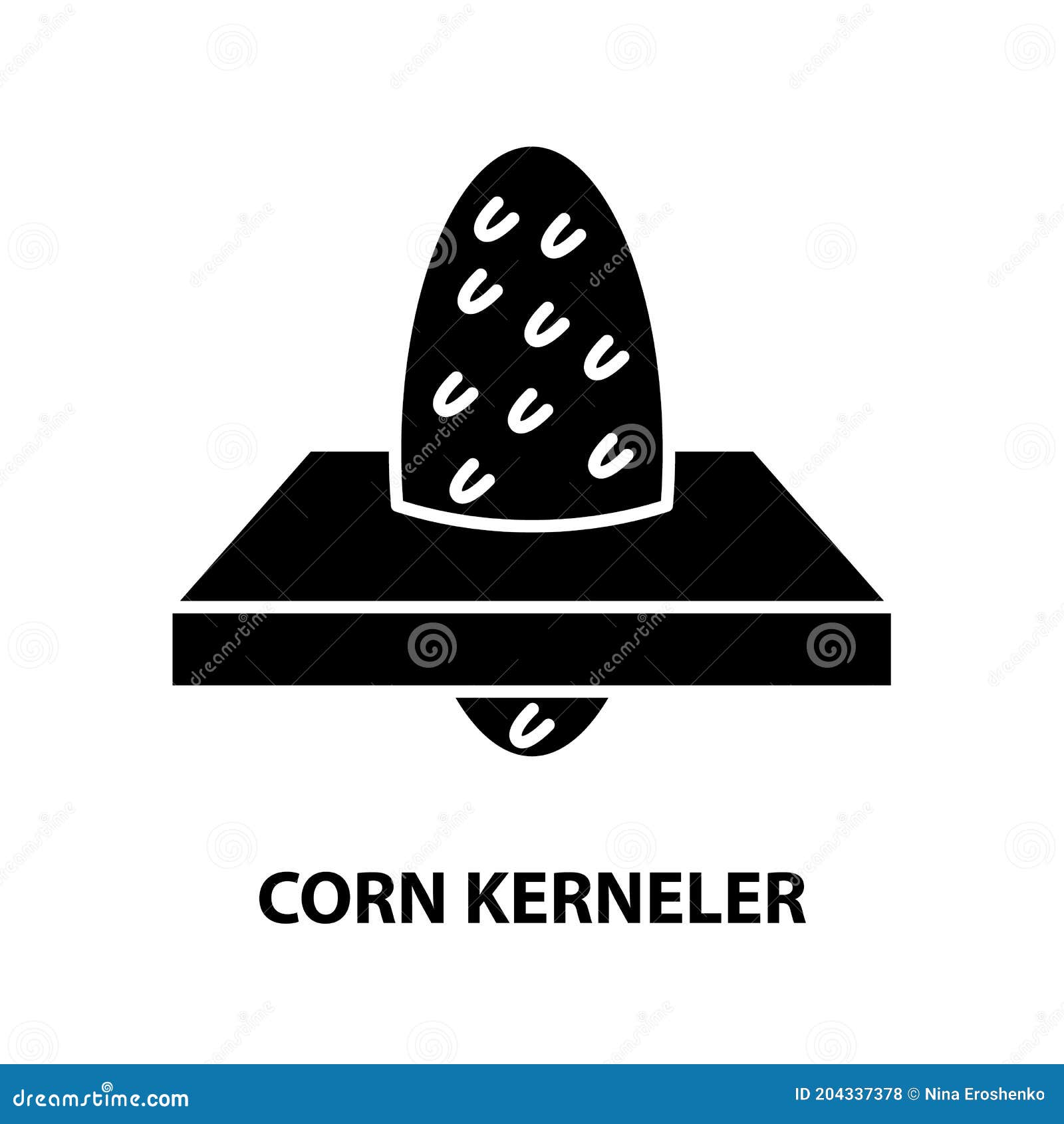 Corn Kerneler Icon, Black Vector Sign with Editable Strokes, Concept ...