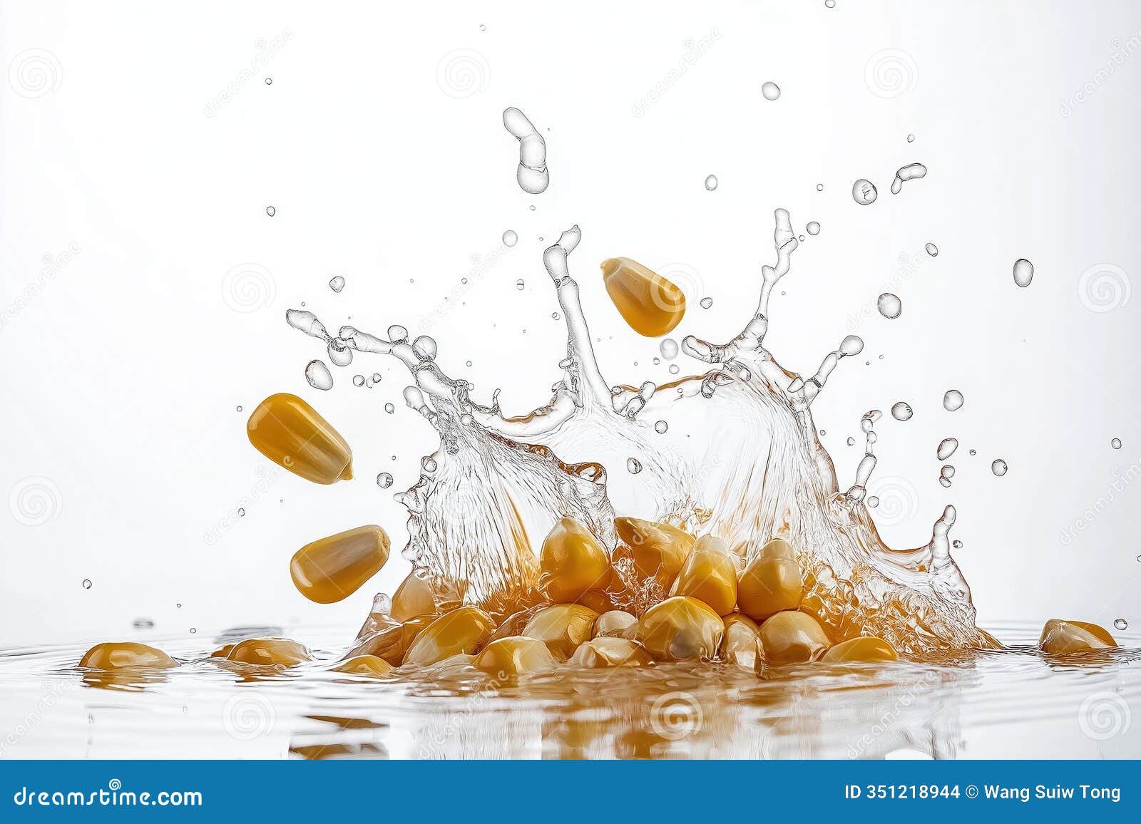 Corn Kernels Making a Splash in Water Stock Illustration - Illustration ...