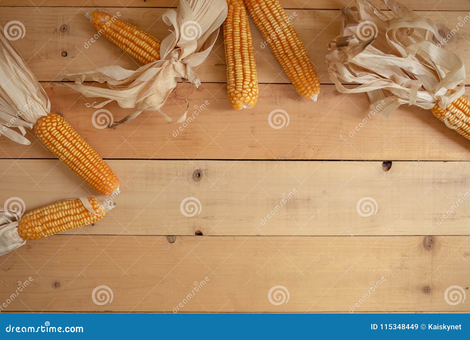 Corn Kernels on Natural Pattern Wood Background Stock Image - Image of ...