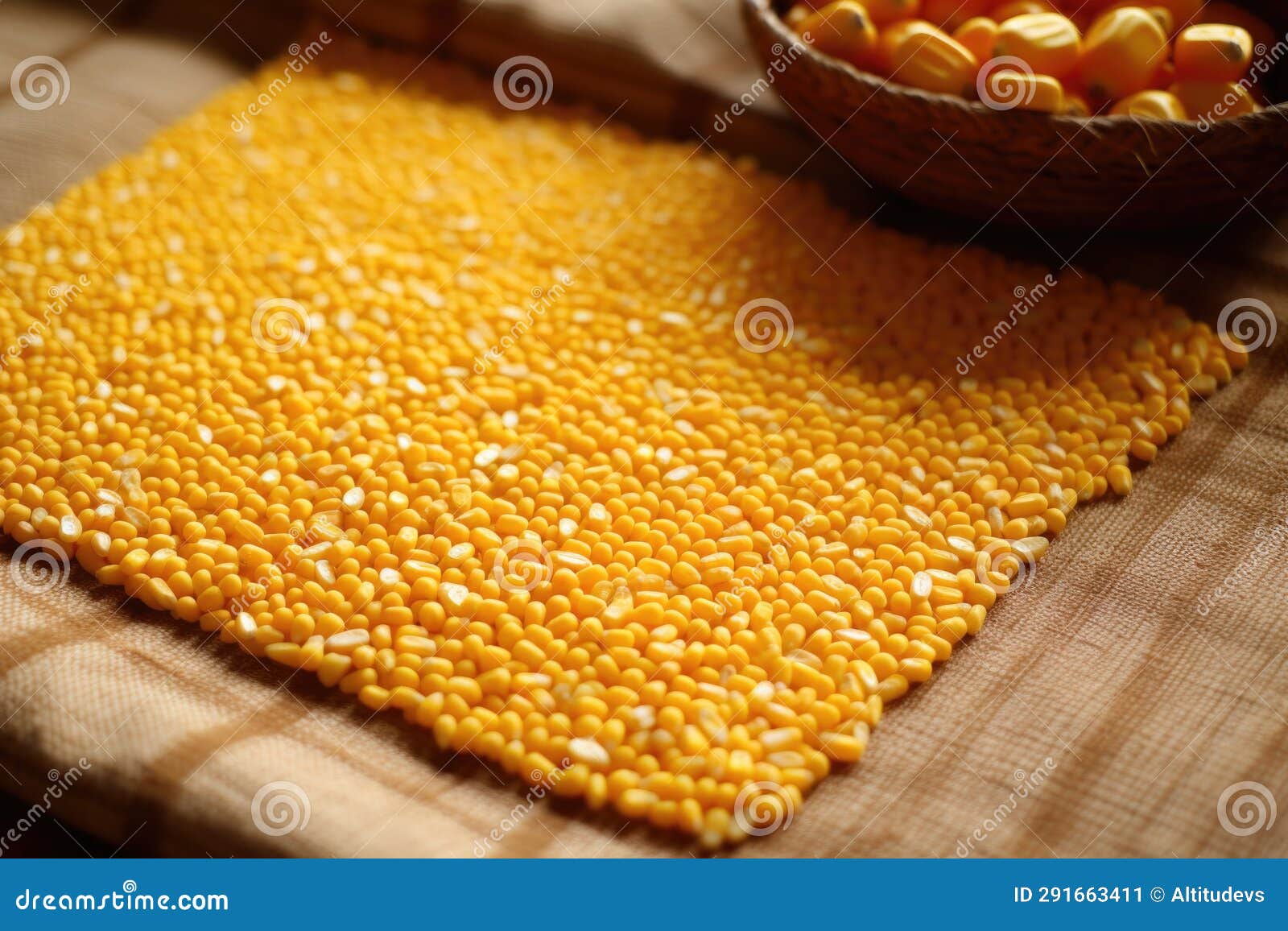 Corn Kernels Spread Out on a Woven Mat Stock Illustration ...