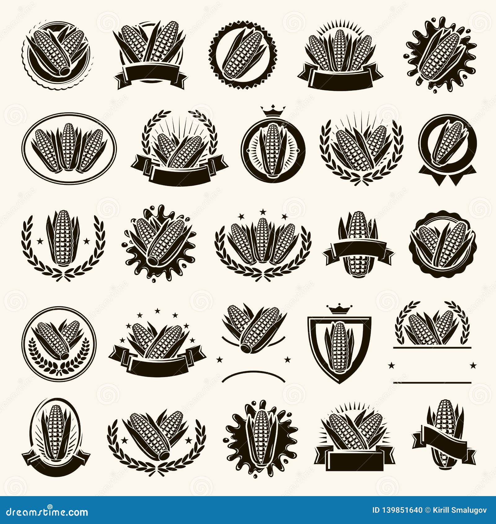 Corn Cob Label Vector Illustration | CartoonDealer.com #34428602