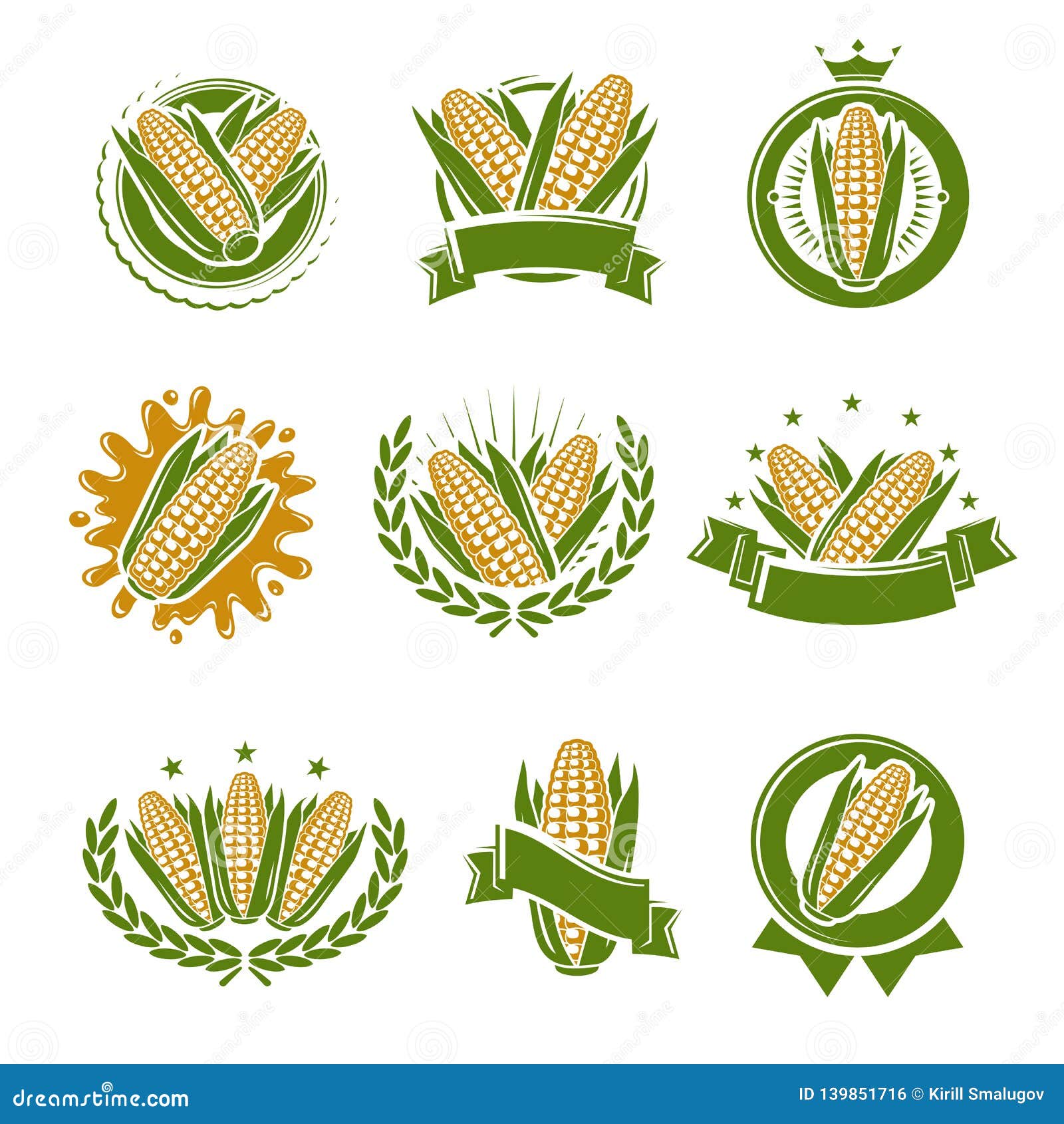 Corn Cob Label Vector Illustration | CartoonDealer.com #34428602