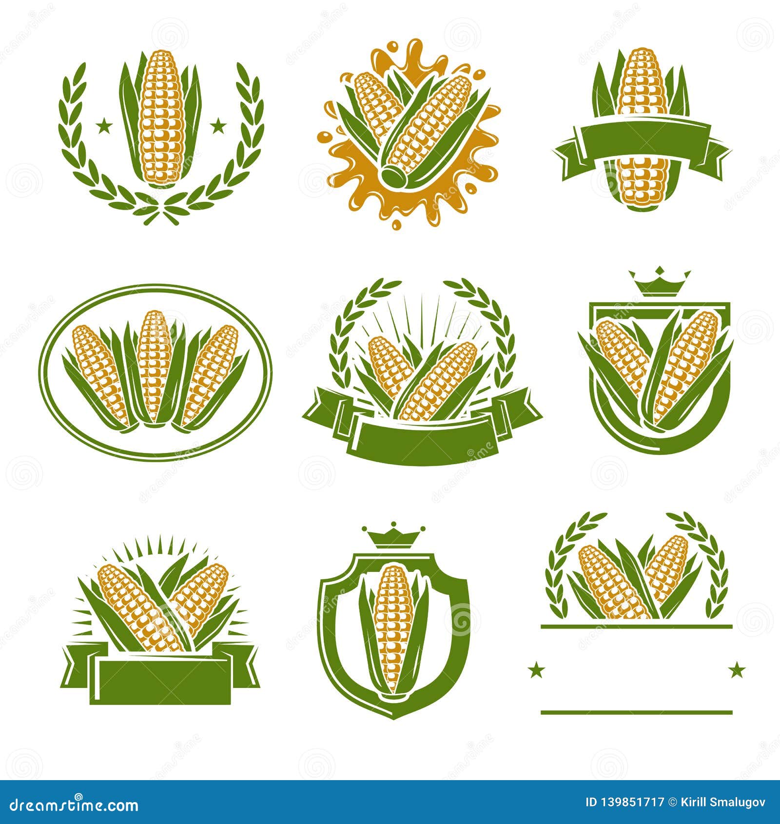 Corn Cob Label Vector Illustration | CartoonDealer.com #34428602