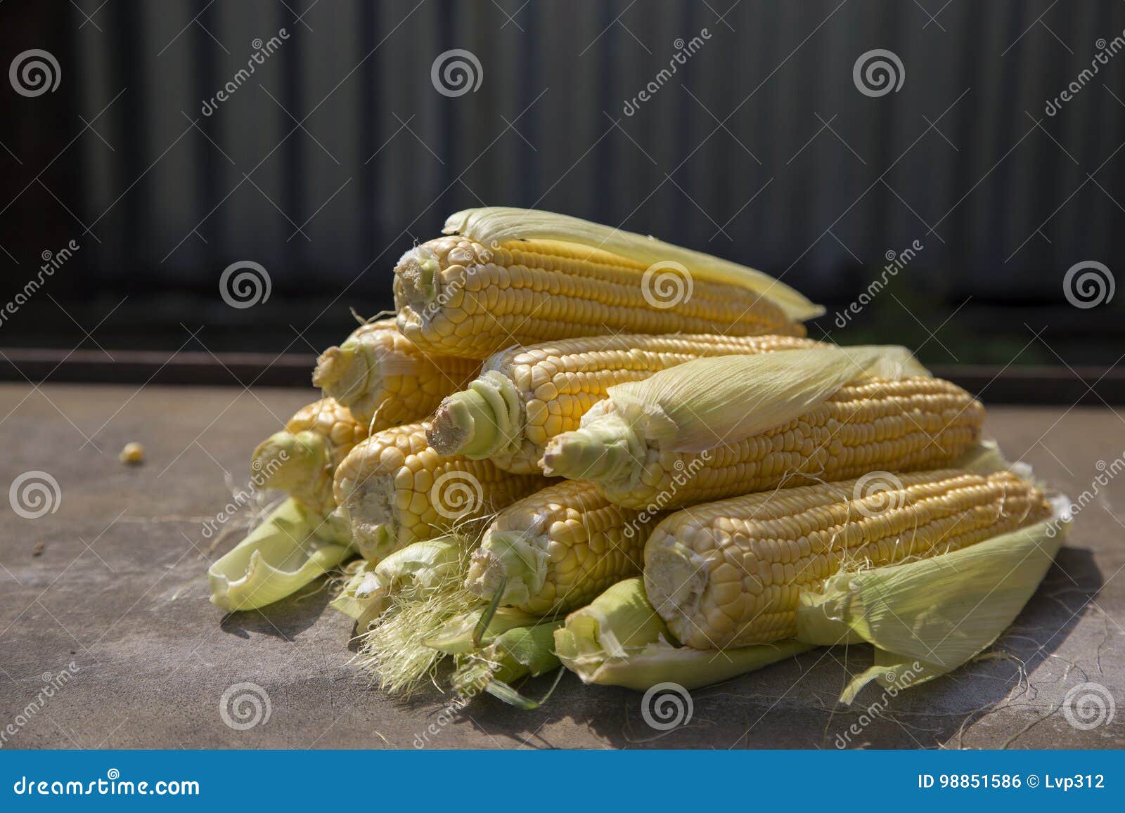 Corn Largely on a Table a Small Group. Stock Photo - Image of health ...