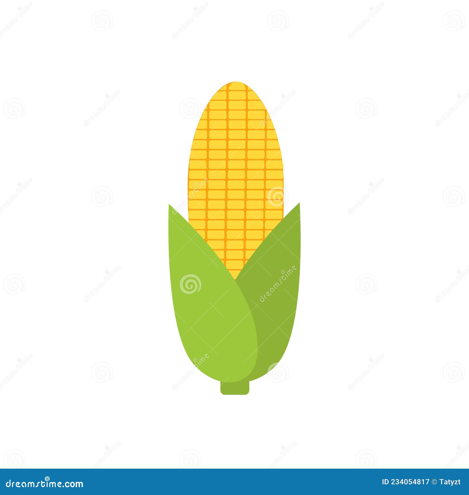 Corn with Leaves, Abstract Illustration. Vector Object. Simple Flat ...
