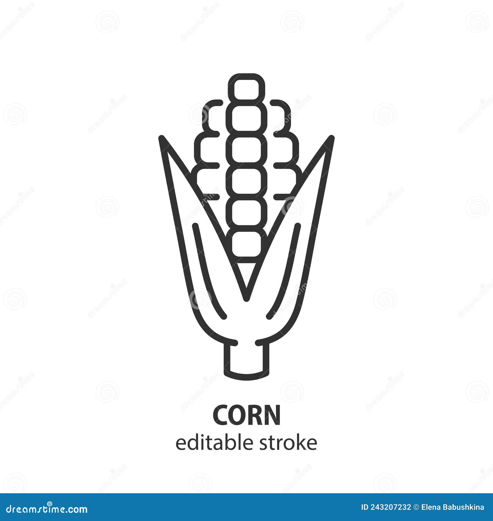 Corn Line And Silhouette Icon Set. Maize Grain Green And Black ...