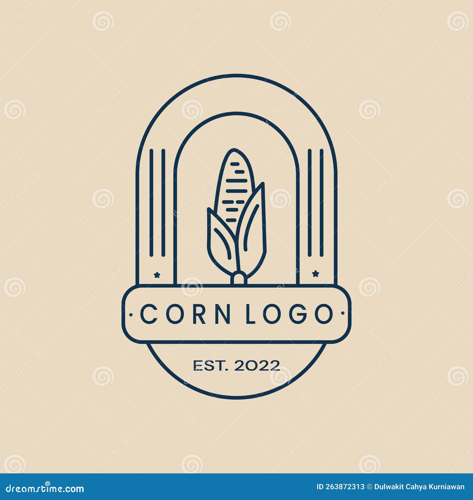 Corn Linear Logo, Icon, and Symbol, Farm, with Emblem Illustration ...