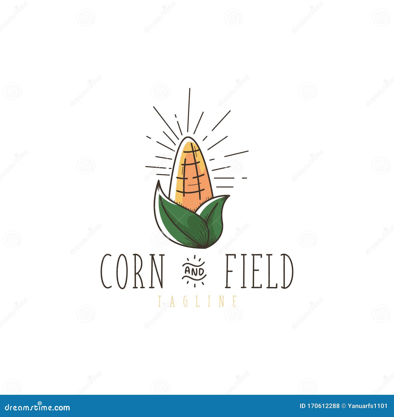 Corn Logo Concept with Hand Drawn Style Vector Stock Vector ...