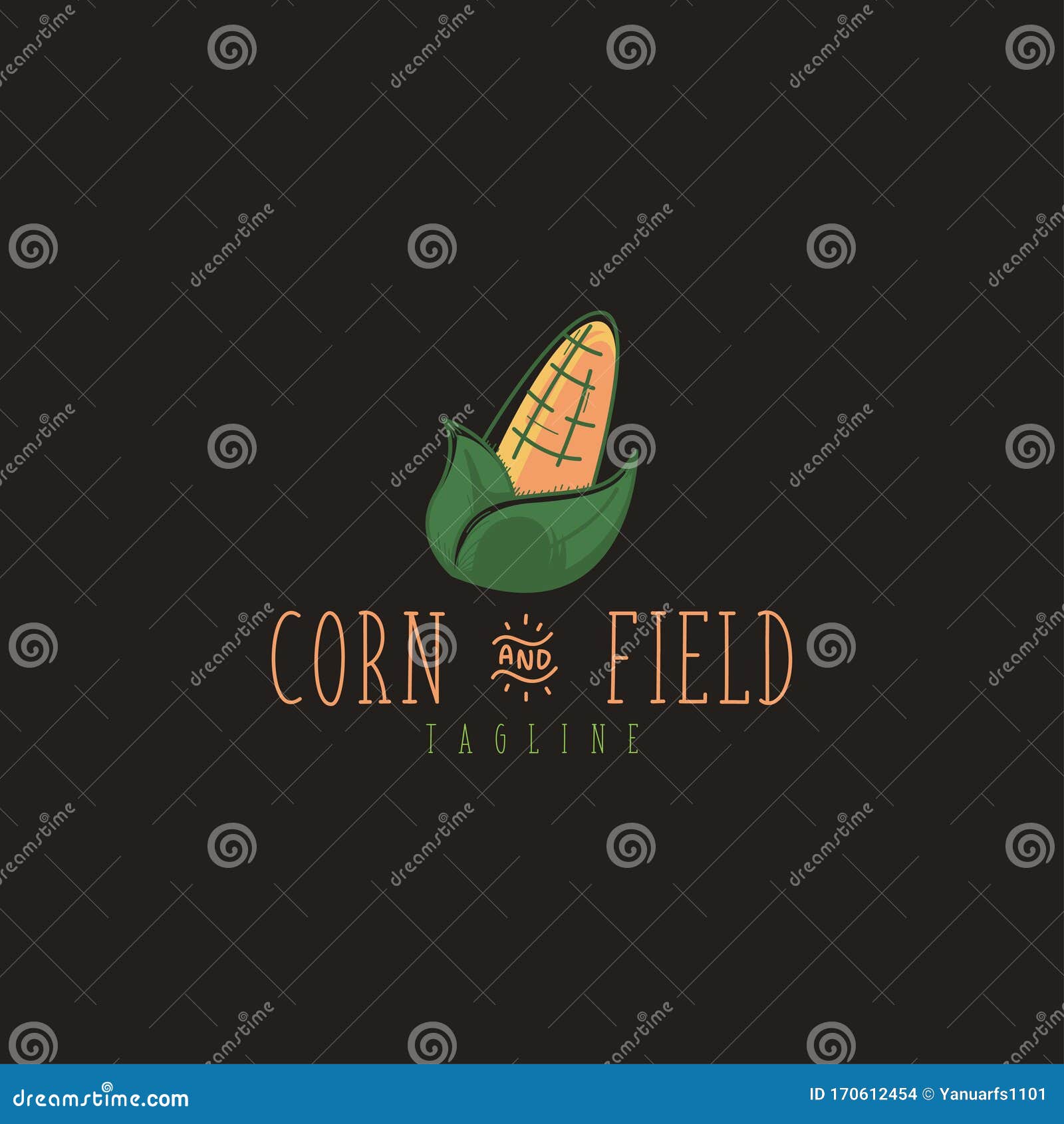 Corn Logo Concept with Hand Drawn Style Vector Stock Illustration ...