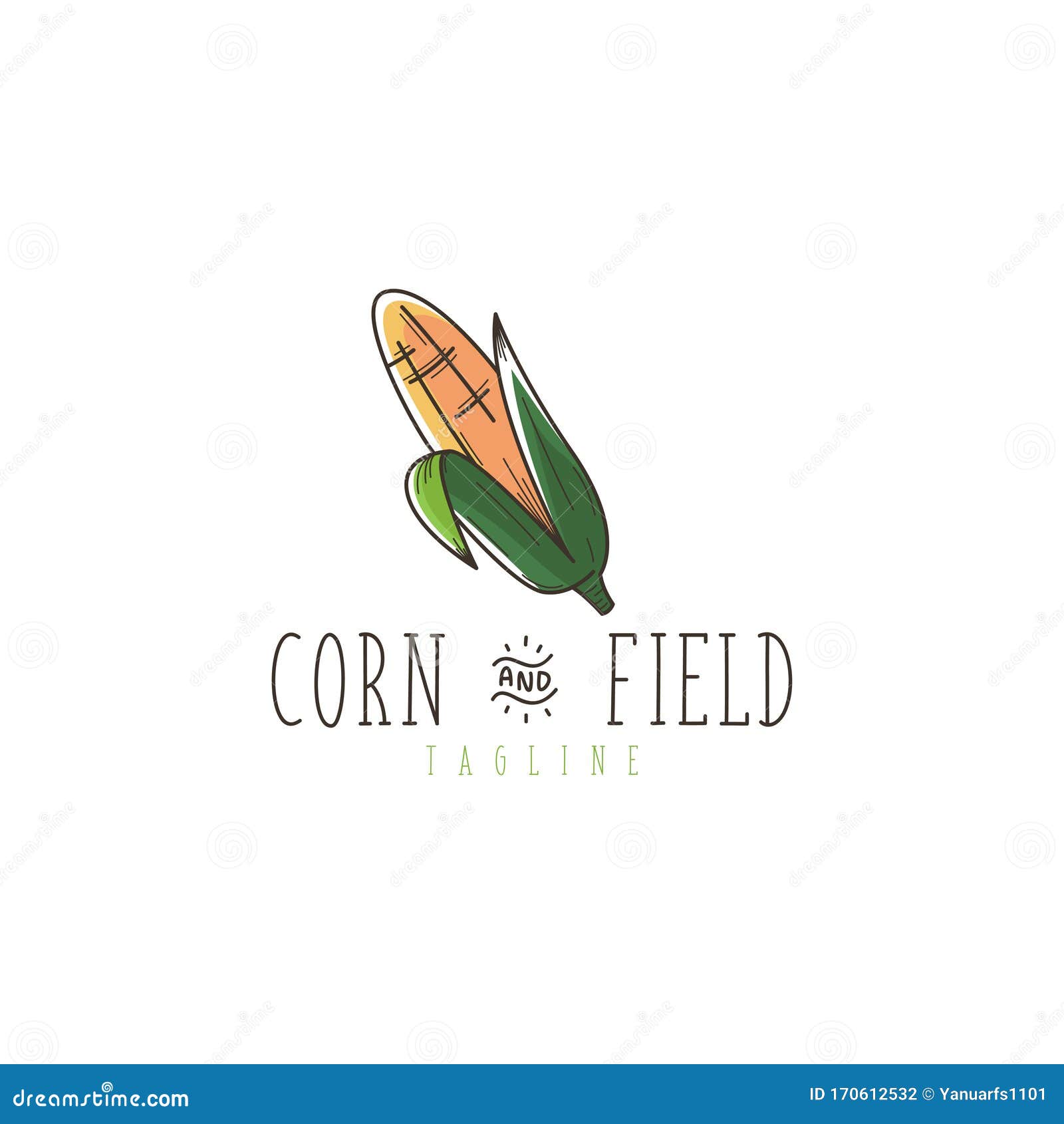 Corn Logo Concept with Hand Drawn Style Vector Stock Illustration ...