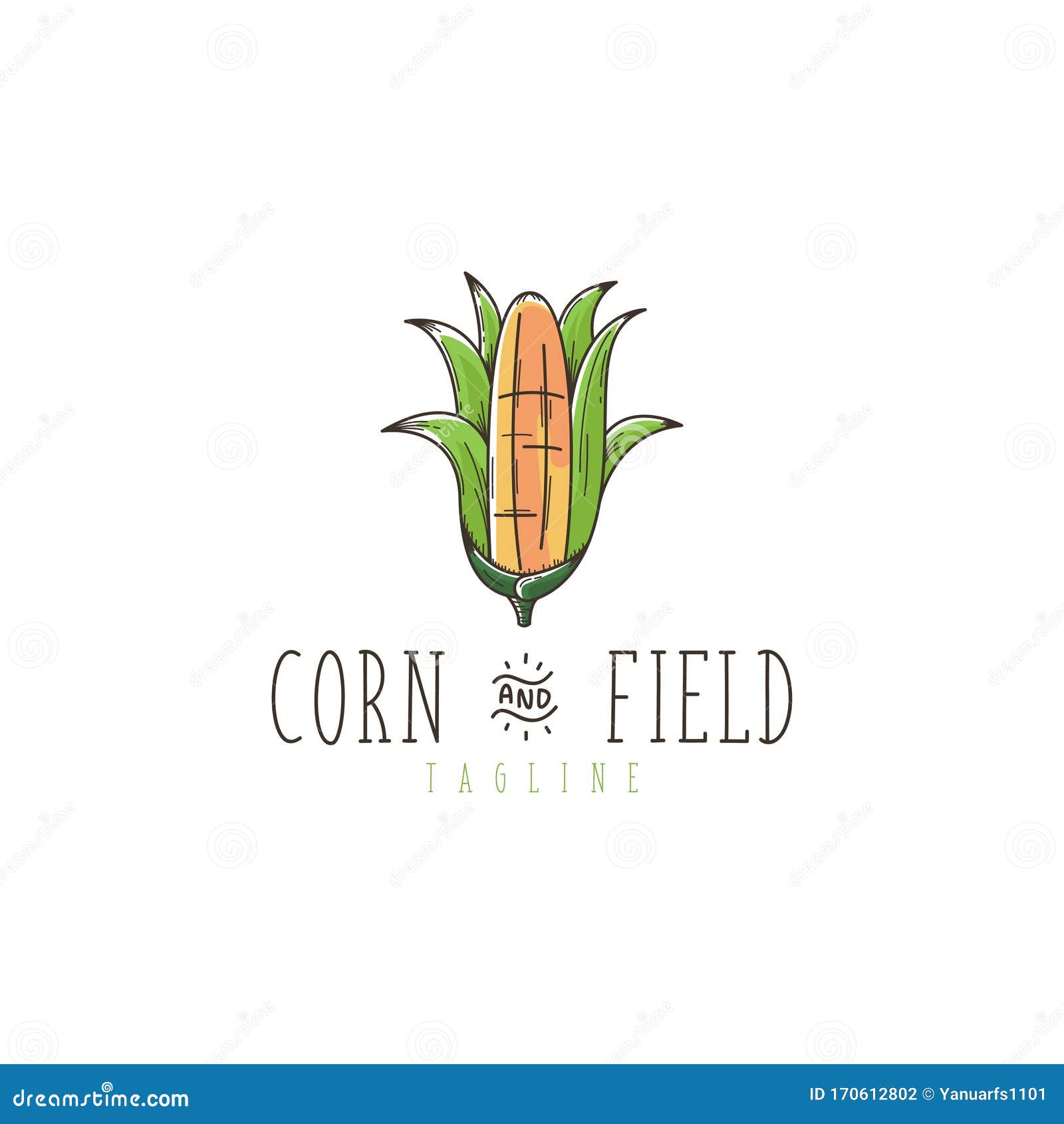 Corn Logo Concept with Hand Drawn Style Vector Stock Illustration ...