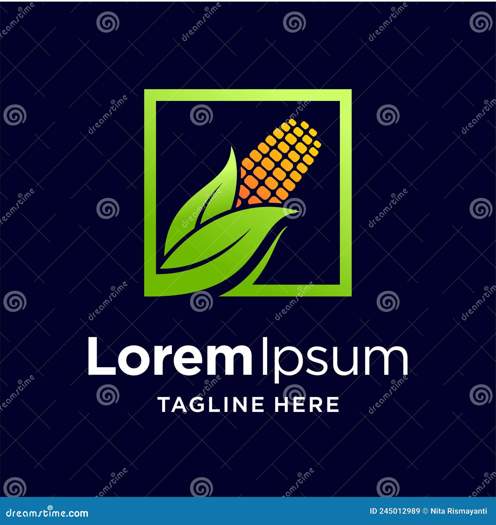 Sweet Corn Logo with Square Concept Stock Vector - Illustration of ...