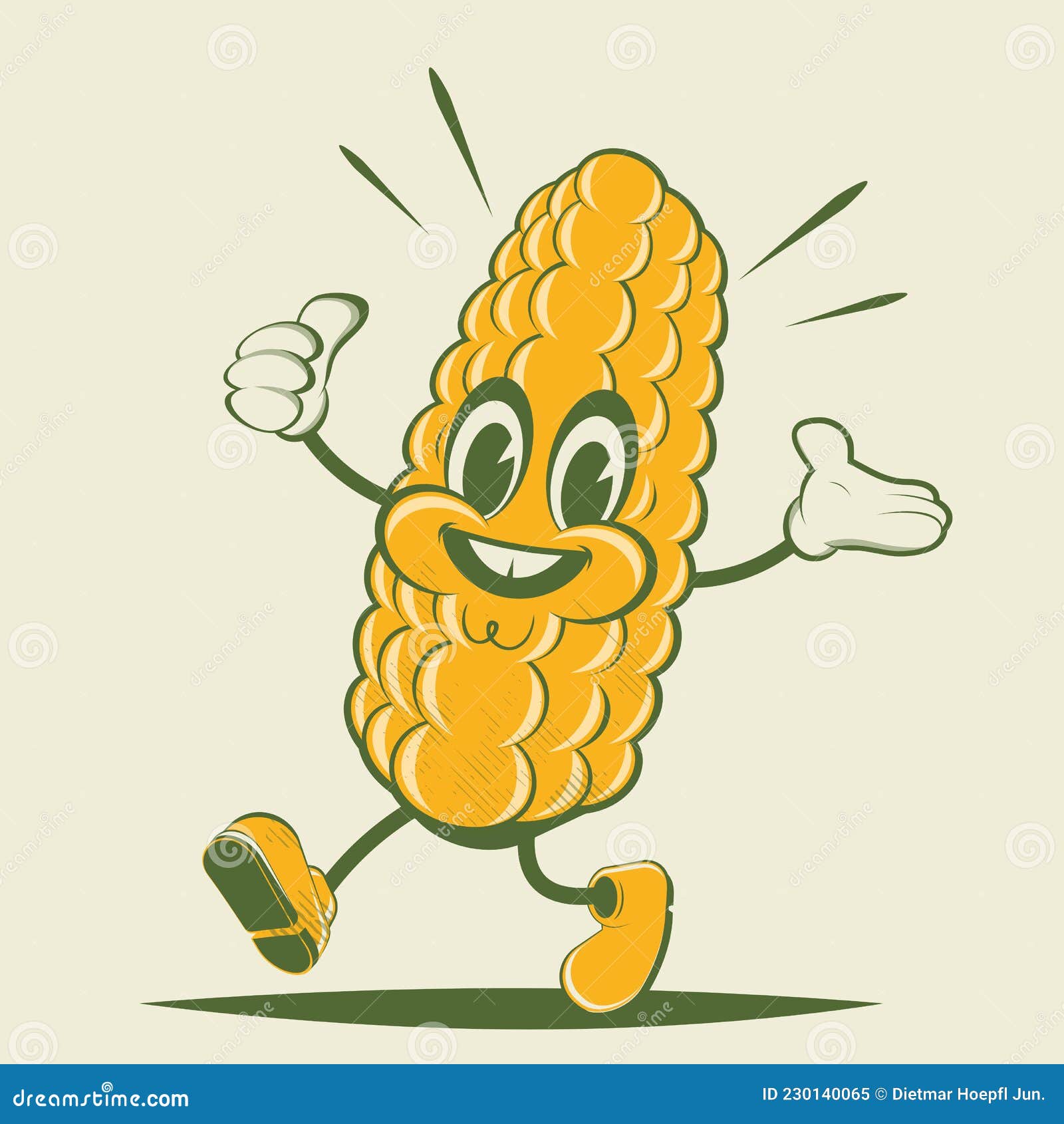 Corn Retro Cartoon Illustration Stock Vector - Illustration of vector ...