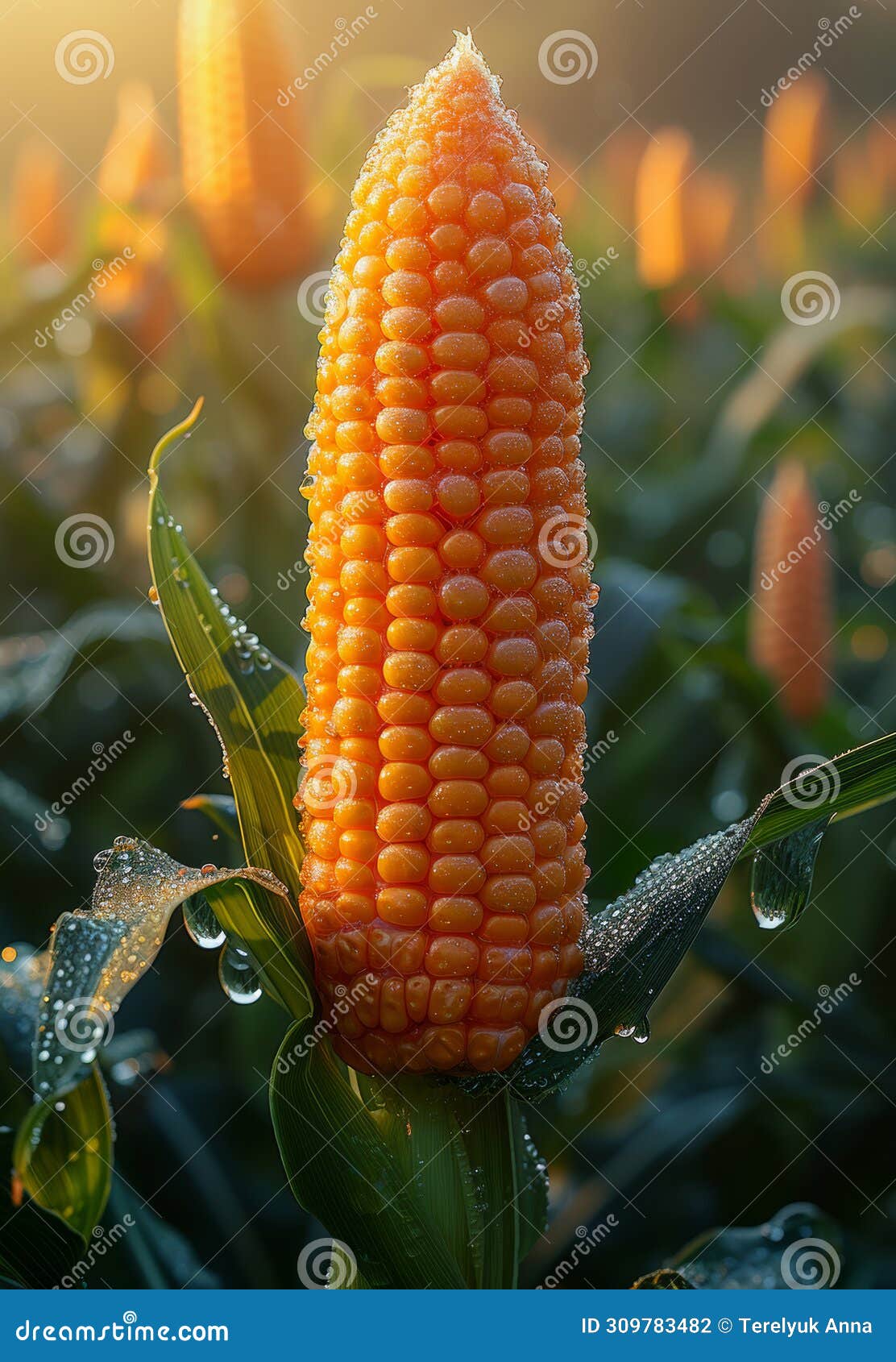 Corn or Maize Ear in the Field with the Morning Sunlight Stock Photo ...