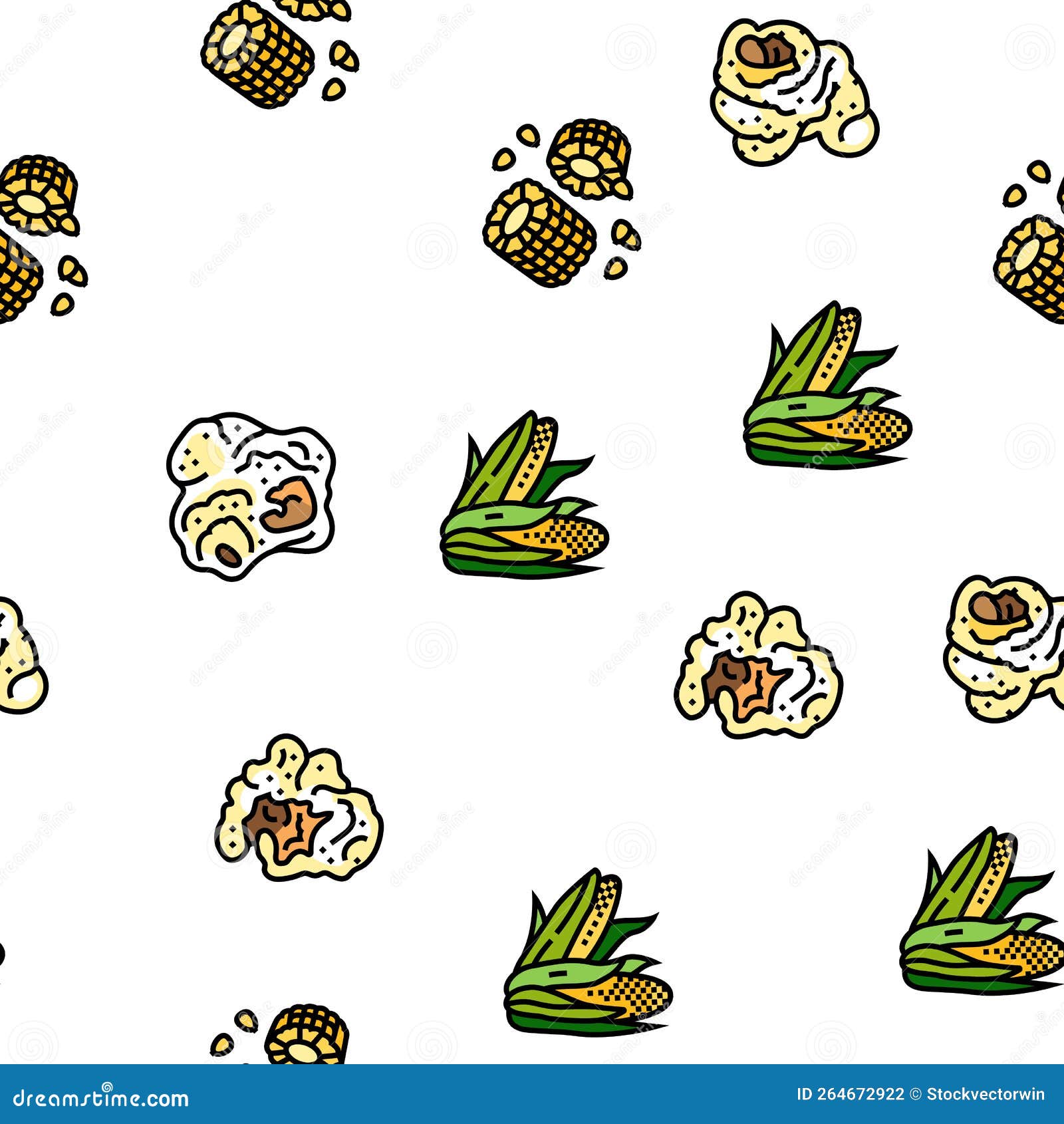Corn Maize Green, Cob Sweet Vector Seamless Pattern Stock Illustration ...