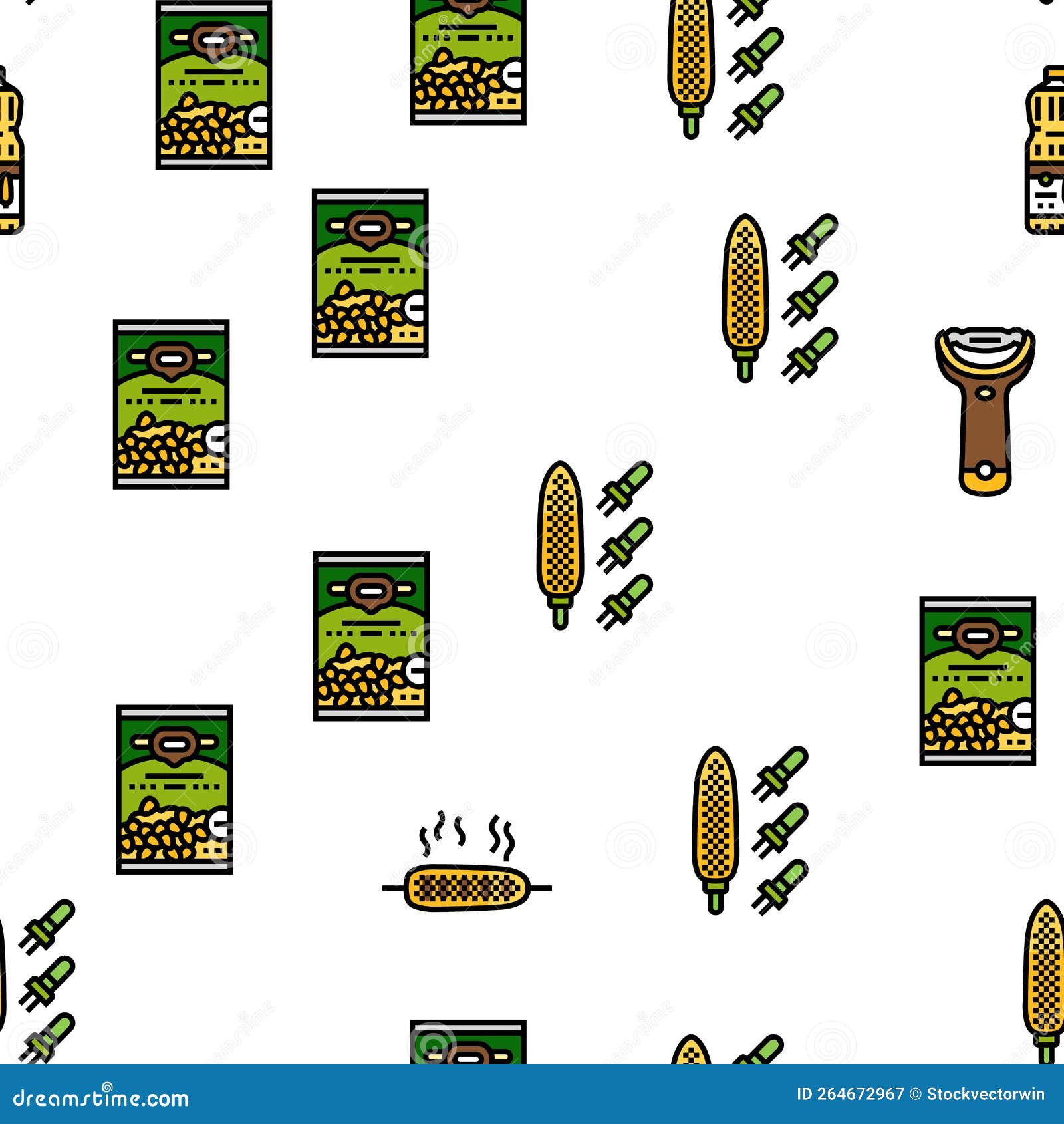 Corn Maize Green, Cob Sweet Vector Seamless Pattern Stock Vector ...