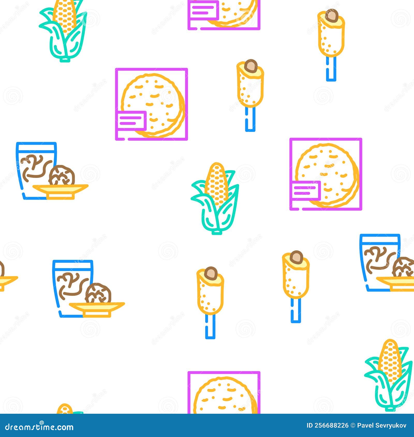 Corn Maize Sweet Plant Cob Vector Seamless Pattern Stock Vector ...