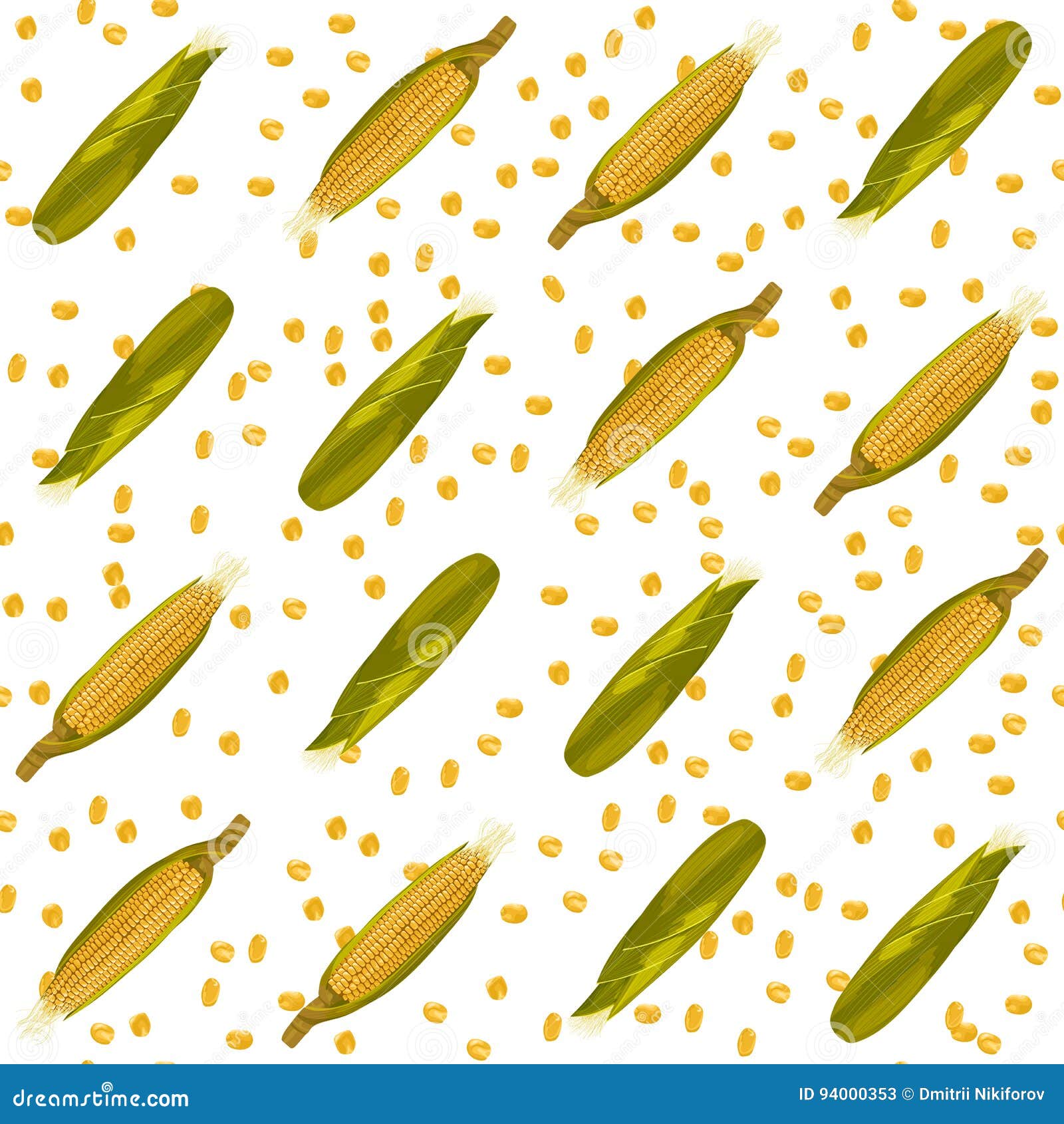 Corn Maize Vector Seamless Pattern. Realistic Botanical Illustration. Stock Vector ...