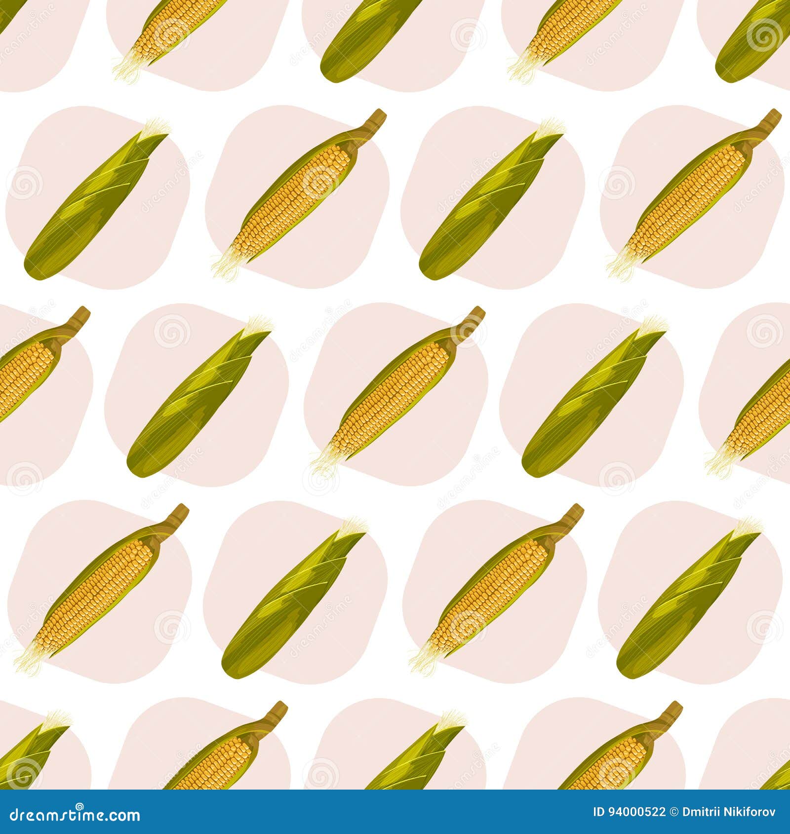 Corn Maize Vector Seamless Pattern. Realistic Botanical Illustration ...