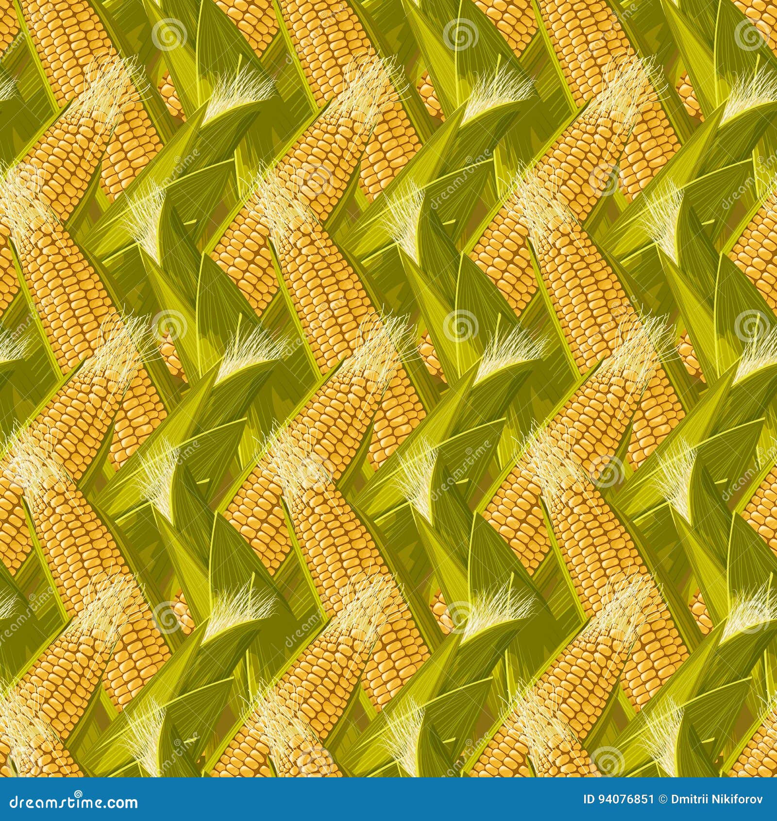 Corn Maize Vector Seamless Pattern. Realistic Botanical Illustration ...