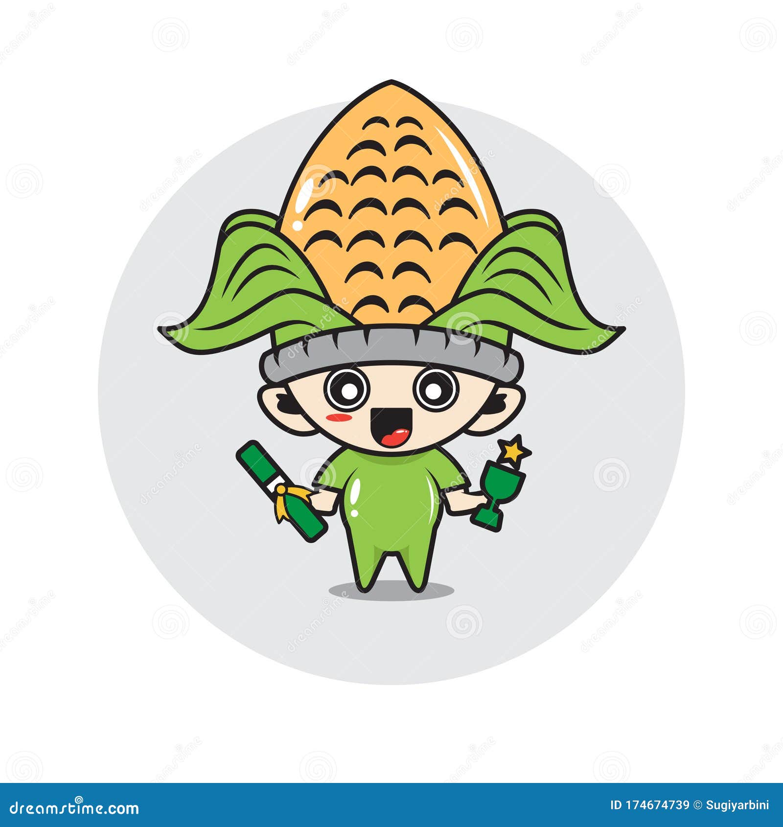 Corn Mascot Character Cute 25 Stock Vector - Illustration of costume ...