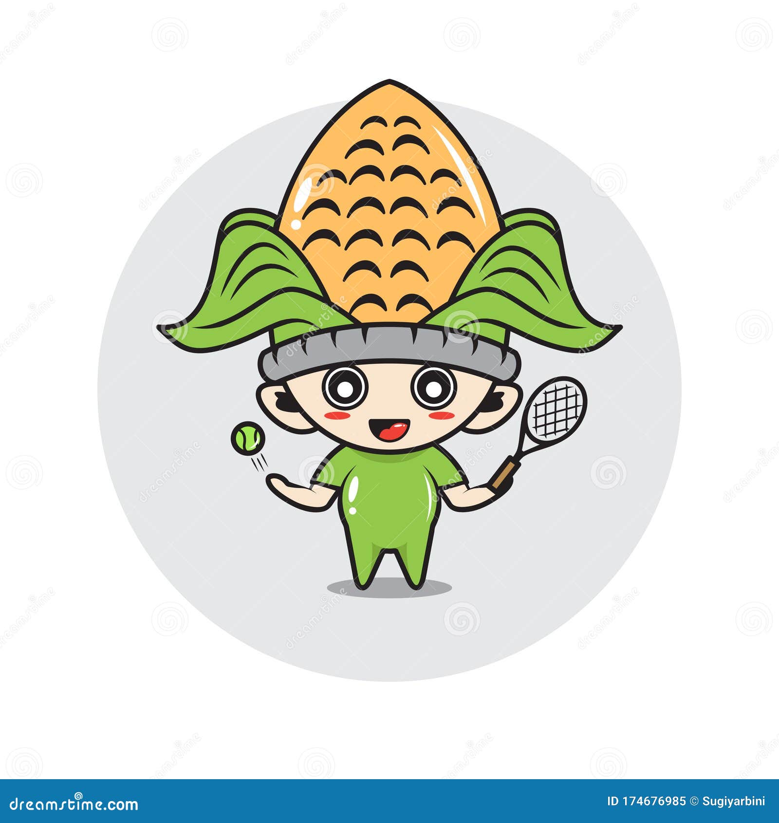 Corn Mascot Character Cute 38 Stock Vector - Illustration of chibi ...