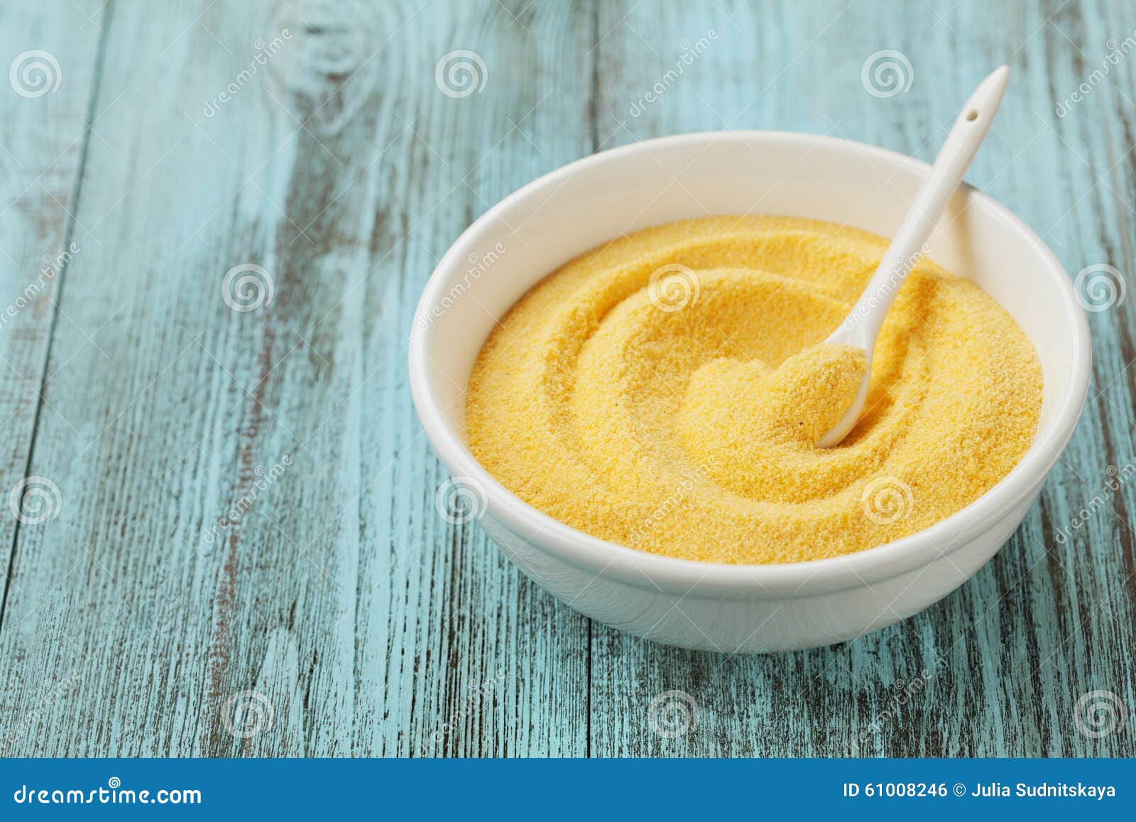 Corn Meal or Dry Polenta in White Bowl Stock Photo - Image of heap ...