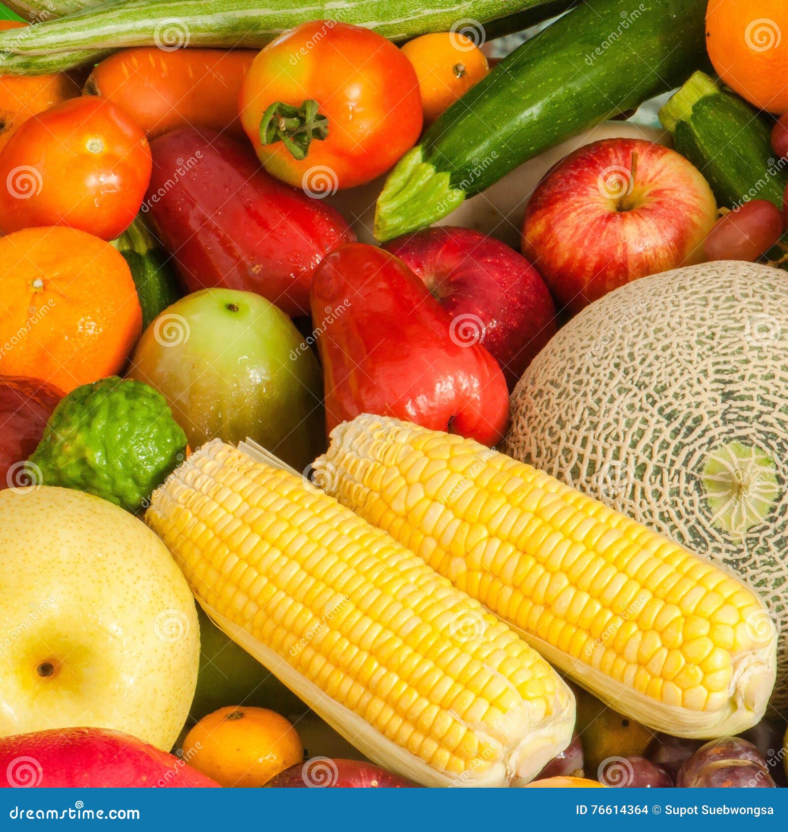 Corn and mixed fruits stock photo. Image of eating, healthy - 76614364