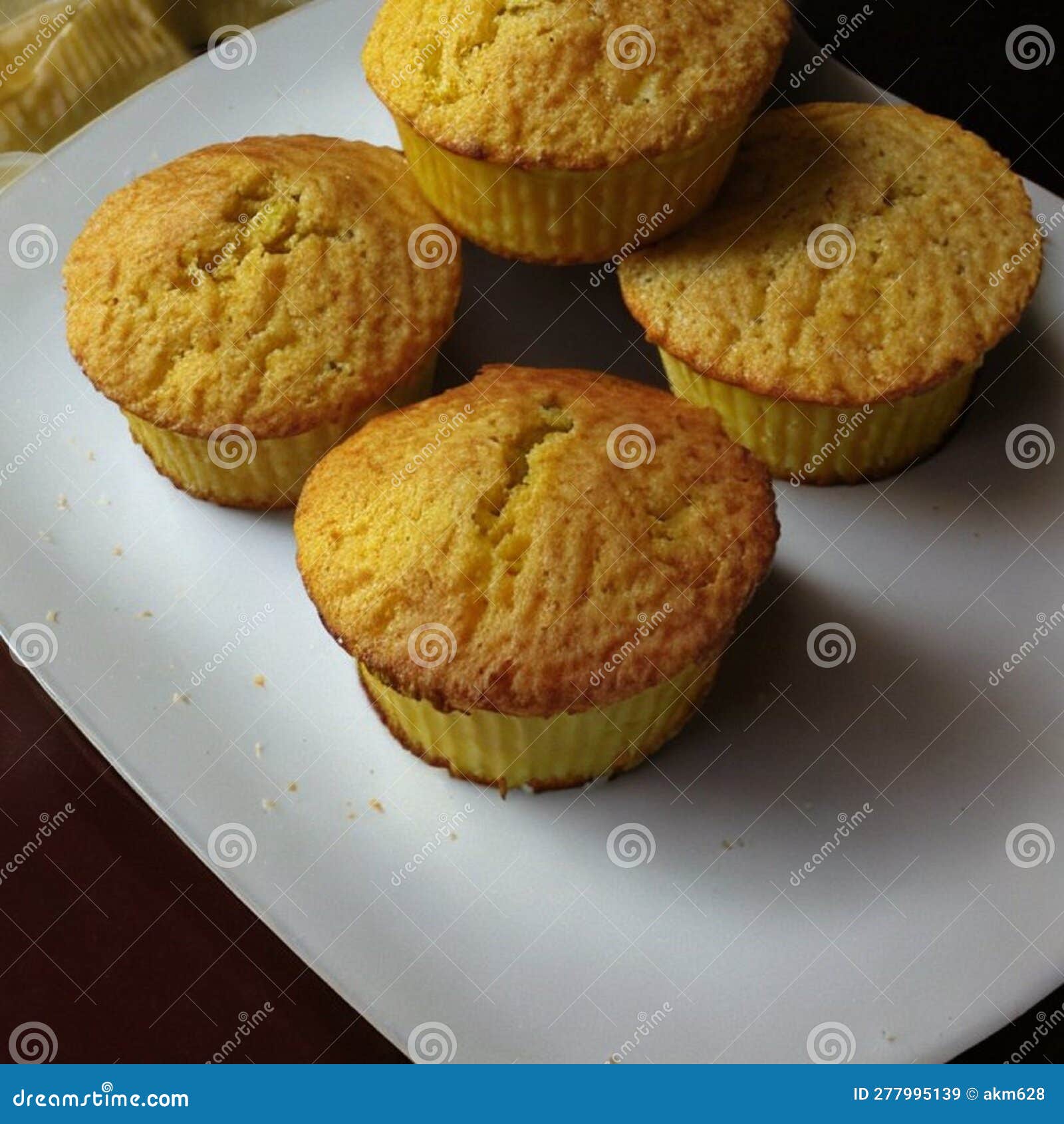 Corn Muffins on a White Square Plate by Generative AI Stock ...