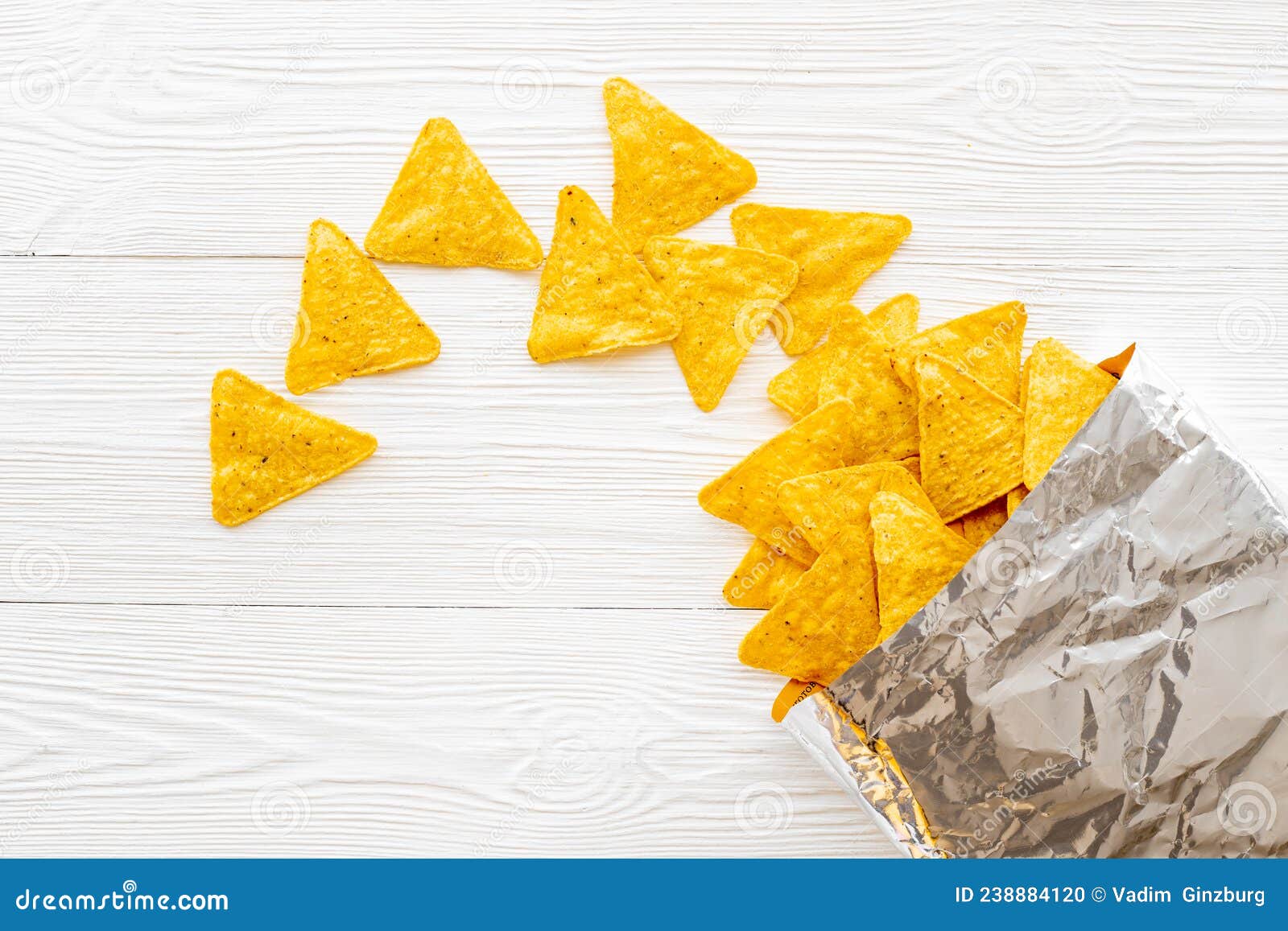 Corn Nachos Chips from Bag. Snacks for Party Stock Photo - Image of ...