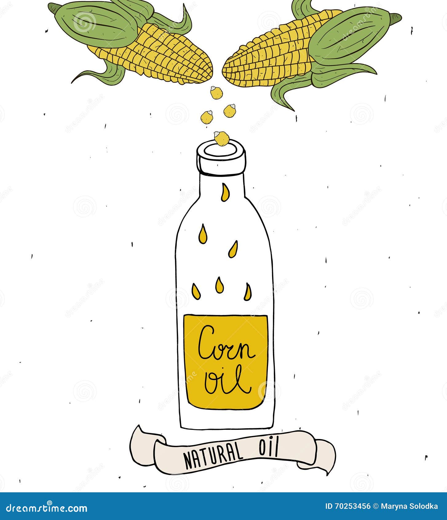 Corn Oil in Bottle. Drops of Corn Oil Stock Vector - Illustration of ...