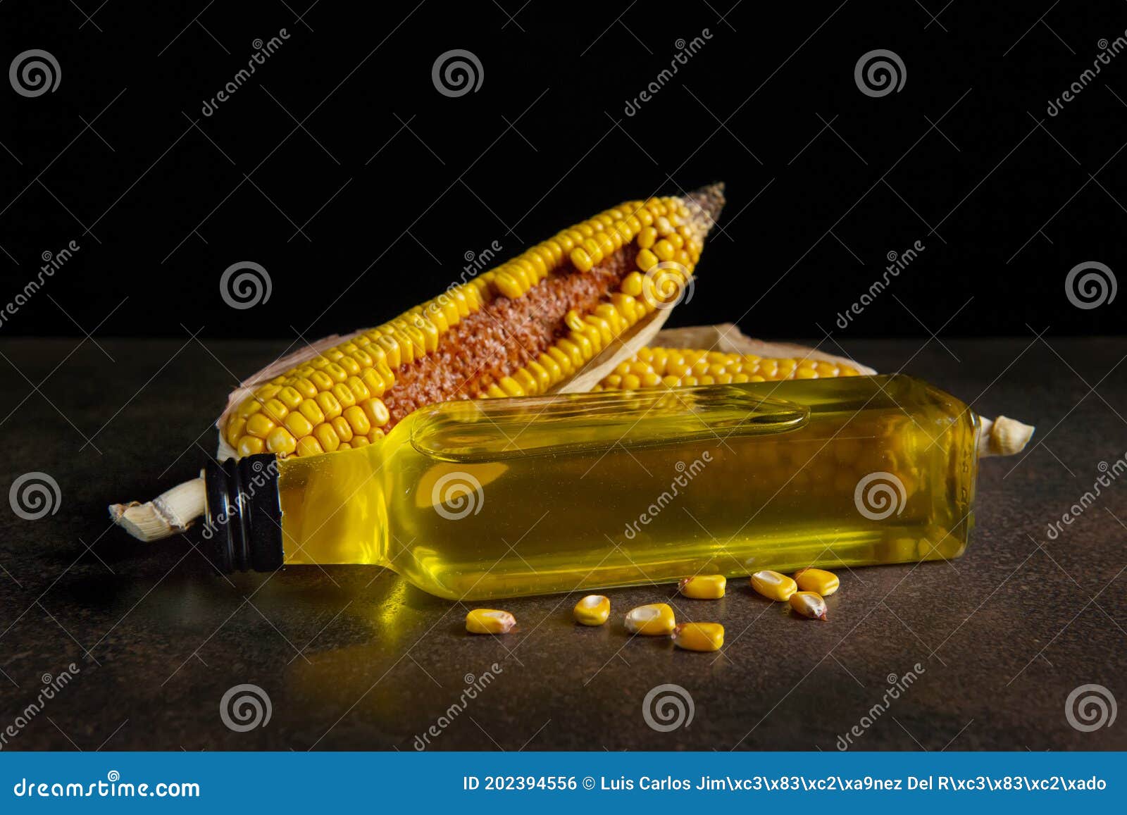 Corn oil with cobs stock photo. Image of grain, vegetable - 202394556
