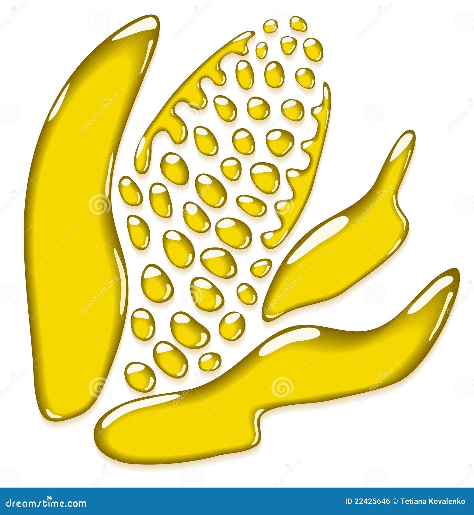 Corn Oil. Stylized Drop Of Oil, And Corn Cob. Cartoon Vector ...