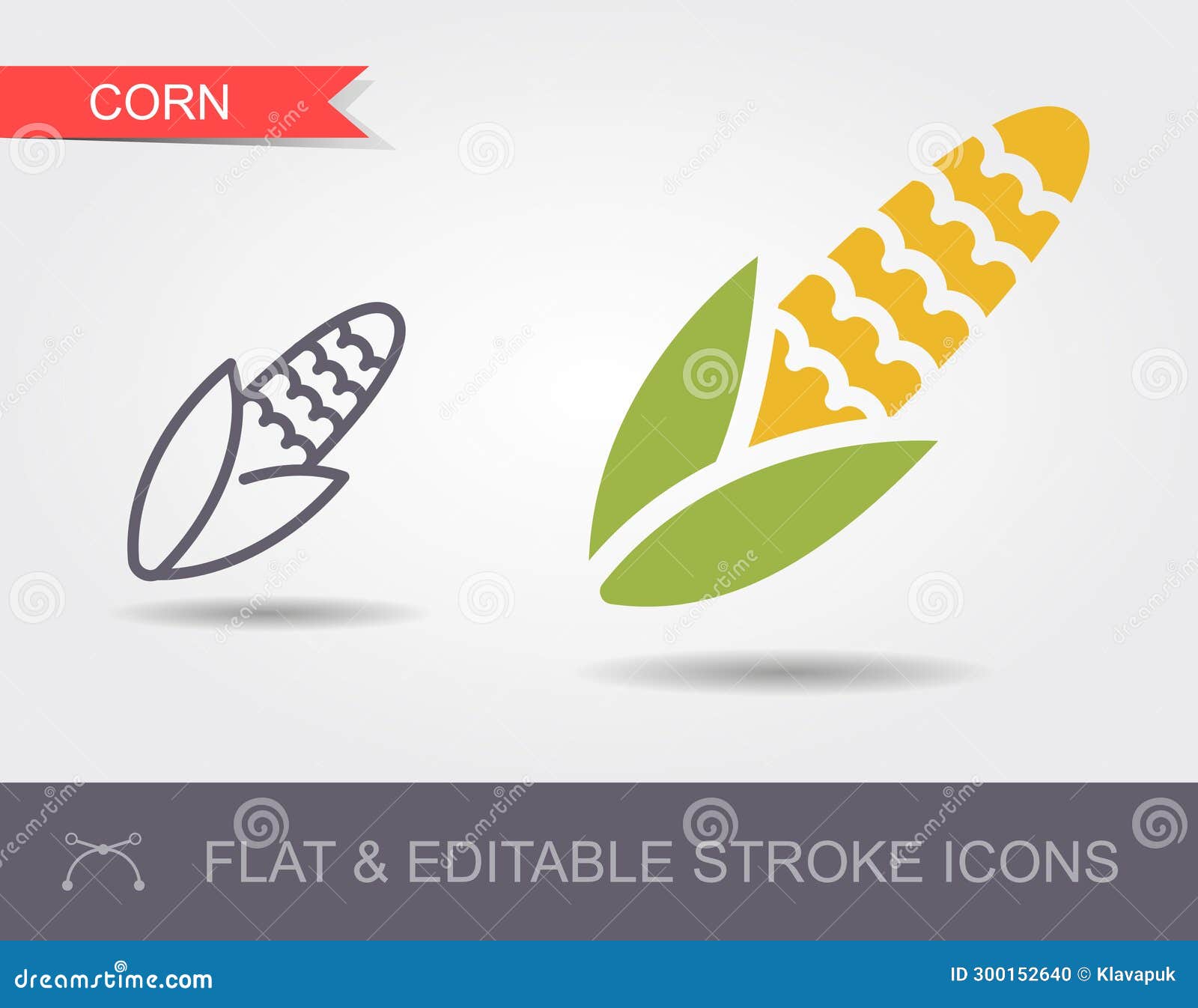 Corn. Line Icon with Editable Stroke and Flat Icon Stock Vector ...