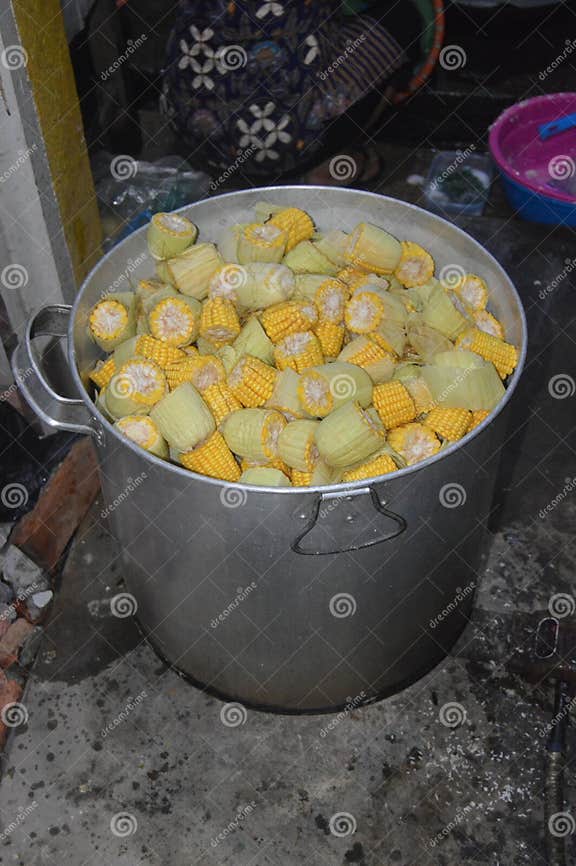 Corn in a Pan Ready To Be Boiled Stock Image - Image of healthy ...