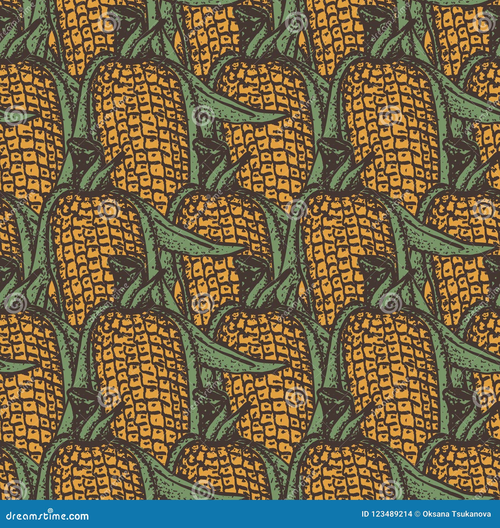 Corn Pattern Design in Retro Colors Stock Vector - Illustration of ...