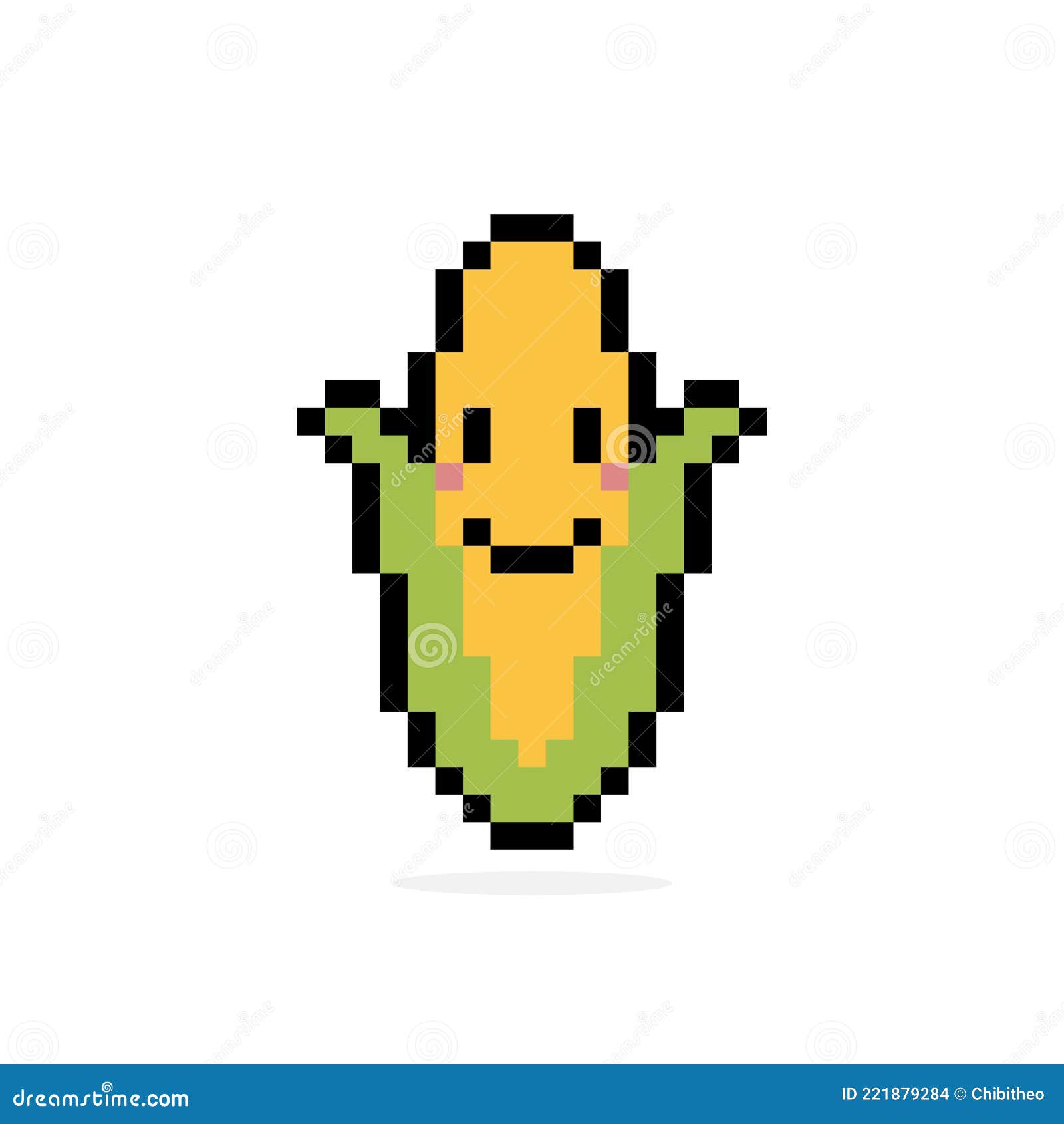 Pixel-art Corn. Whole Corn On Blue Background. Vector Illustration ...